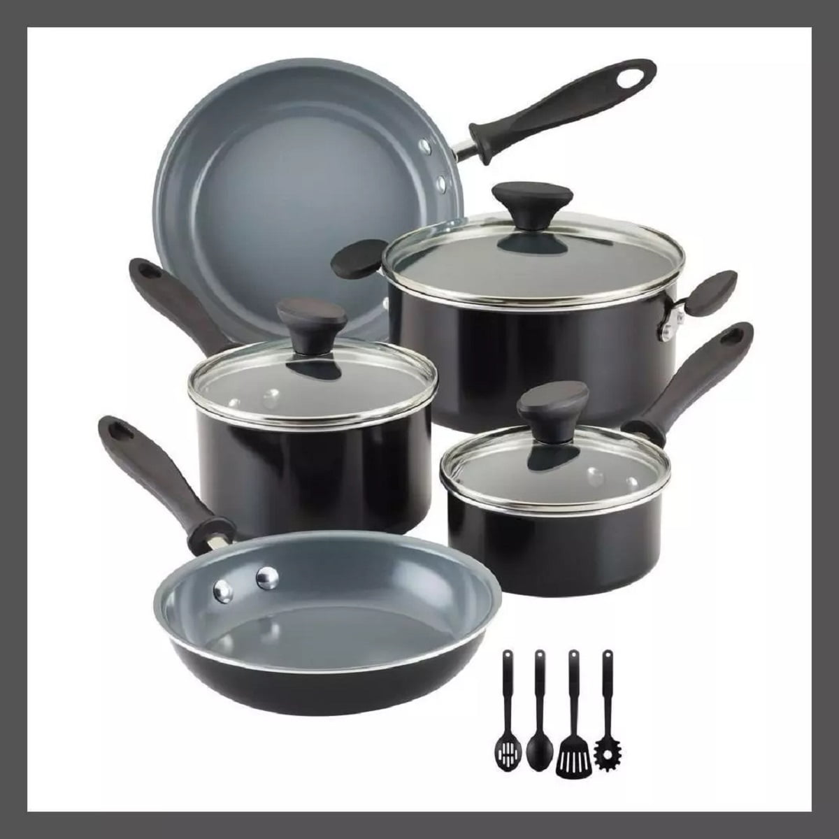 Farberware Reliance Pro 12pc Nonstick Ceramic Cookware Set Black/Gray ...
