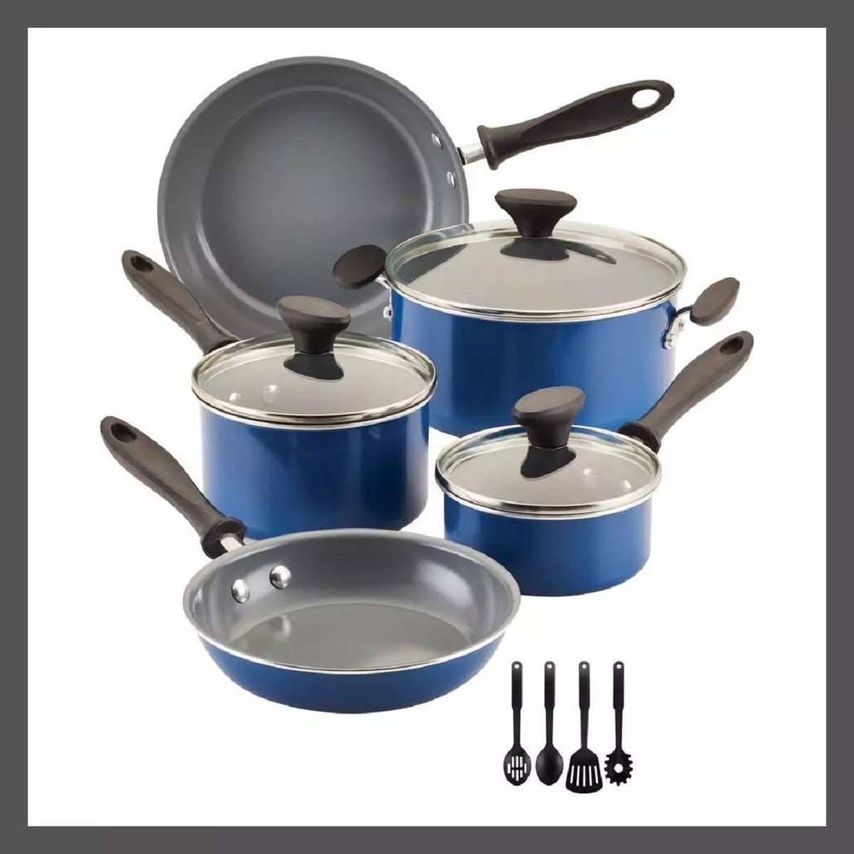 Farberware Reliance Pro 12pc Nonstick Ceramic Cookware Set Teal/Gray ...