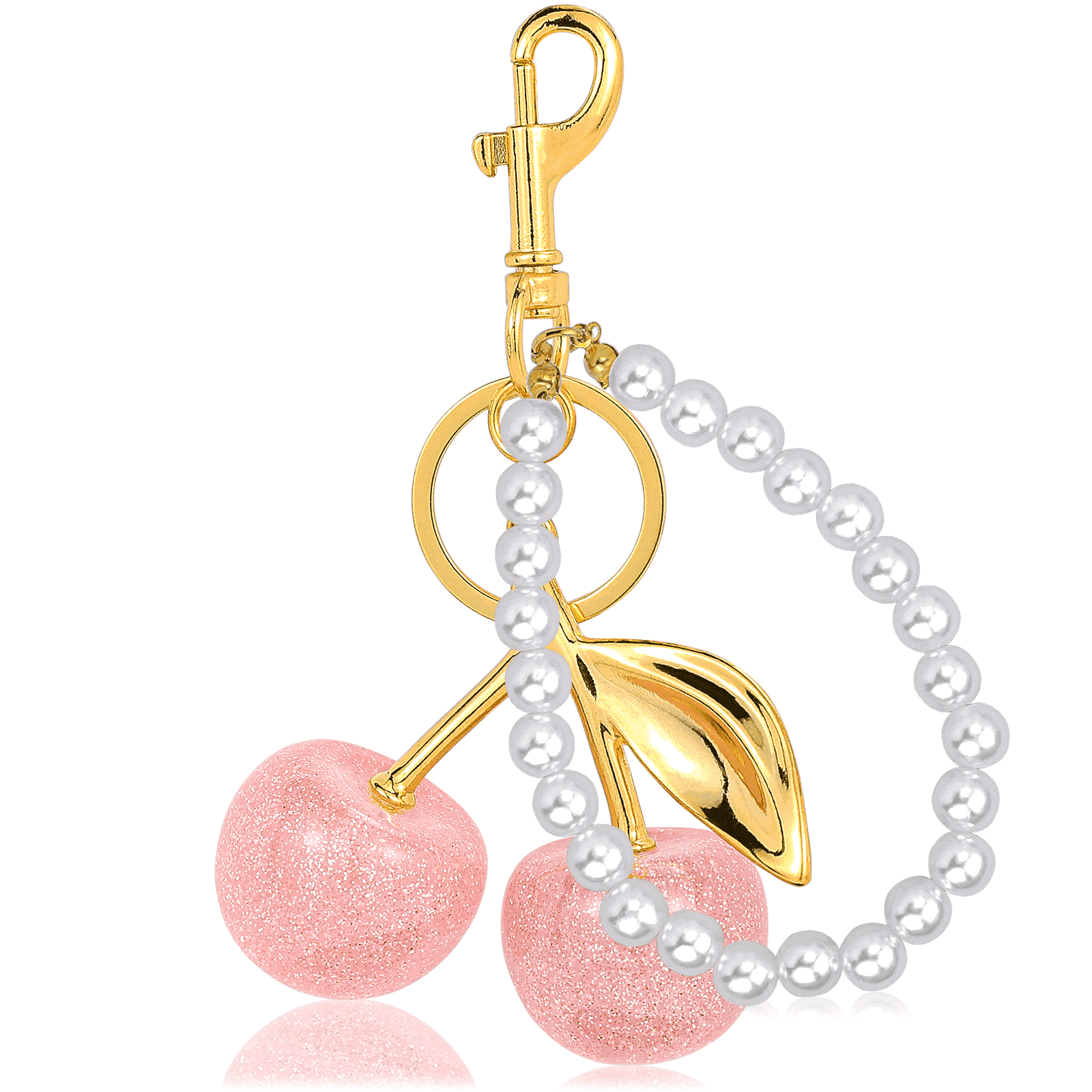 Farcauo Cherry Keychain Fashion Bag Charms Cute Pearl Keychains for ...