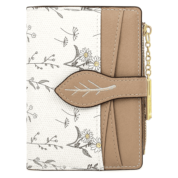 Farcauo Cute Brown Flower Wallet for Women Small Kawaii Coin Purse with ...