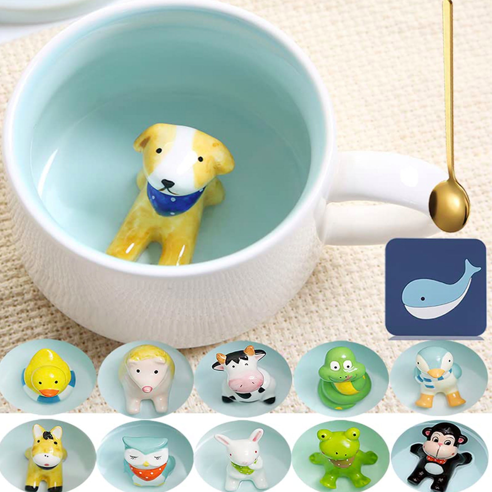 Farcauo Cute Dog Mug with Animal Inside Cute Ceramic Coffee Mugs Dogs ...