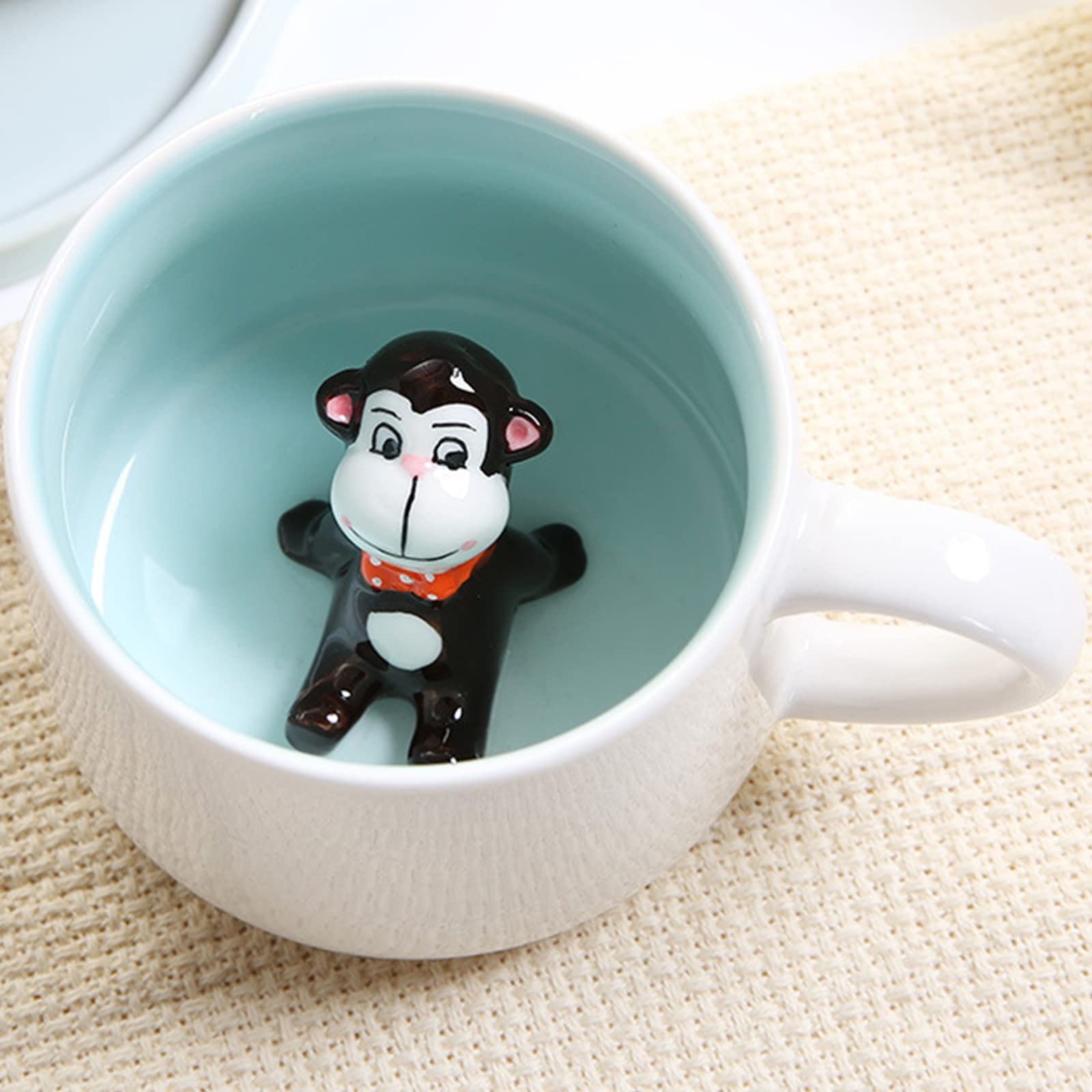 Farcauo Cute Monkey Mug with Animal Inside Cute Ceramic Coffee Mugs Funny Tea Cups with Spoon ...