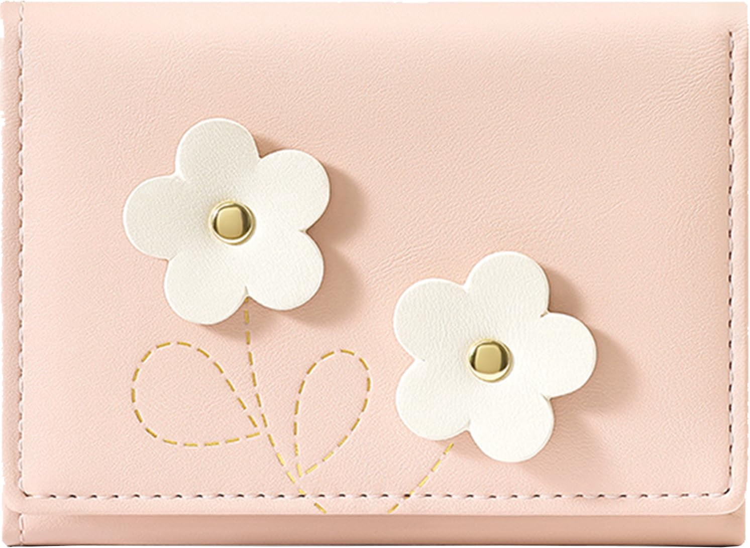 Farcauo Kawaii Flower Wallet for Women and Girls Cute Black Thin Mini ...
