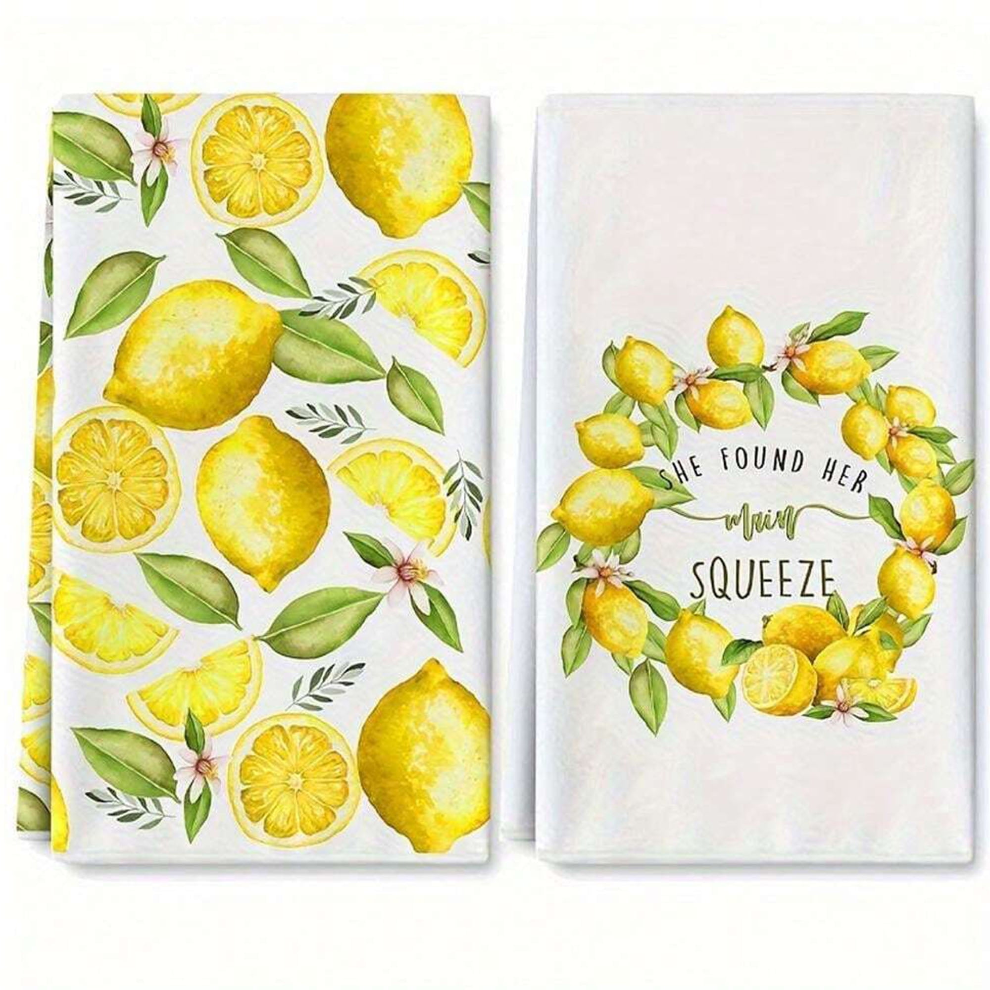 Farcauo Lemon Circle 24*16 inch Microfiber Kitchen Towels, 2 Pack ...