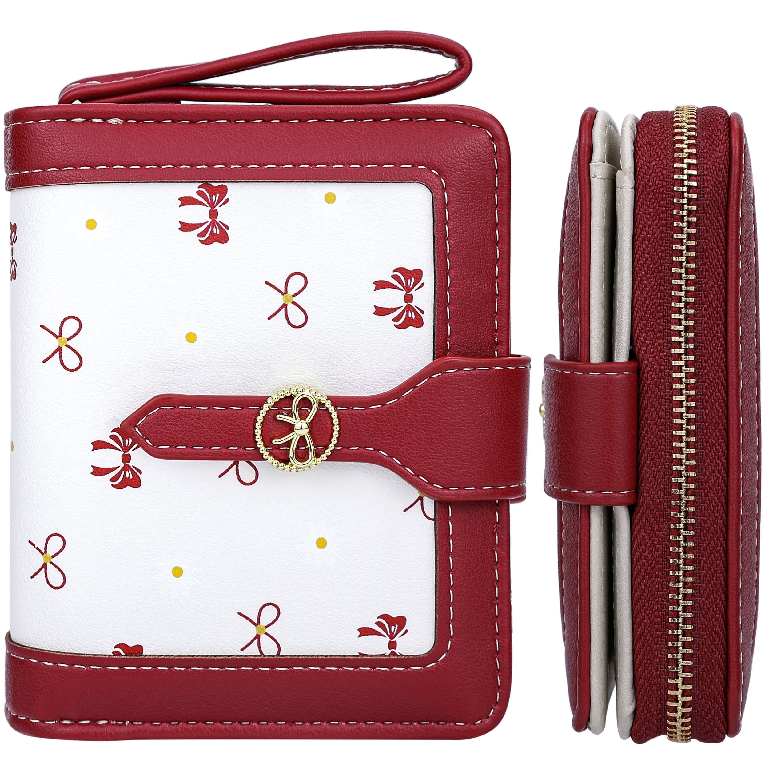 Farcauo Womens Wallet Cute Small Wallets for Women Red Coquette Bow ...