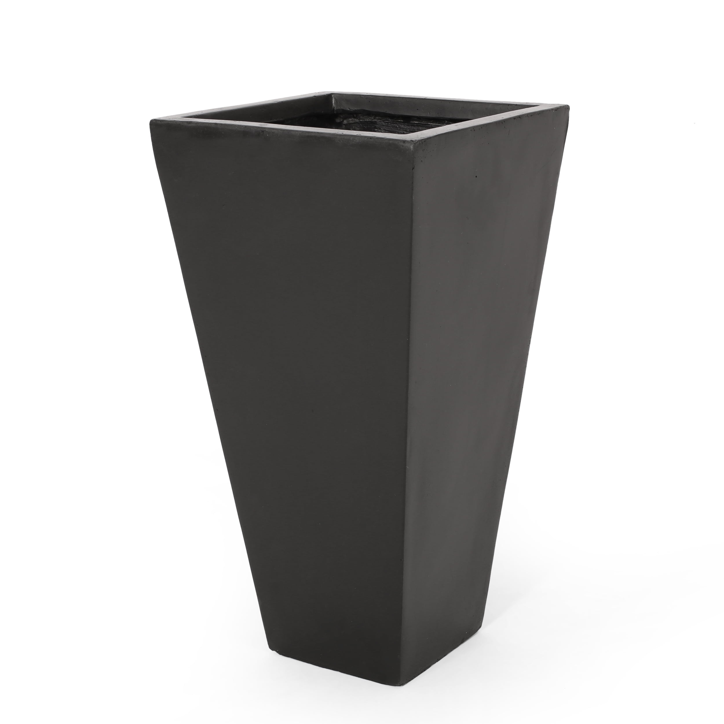 Fardeen Outdoor Modern Small Cast Stone Planter, Black - Walmart.com