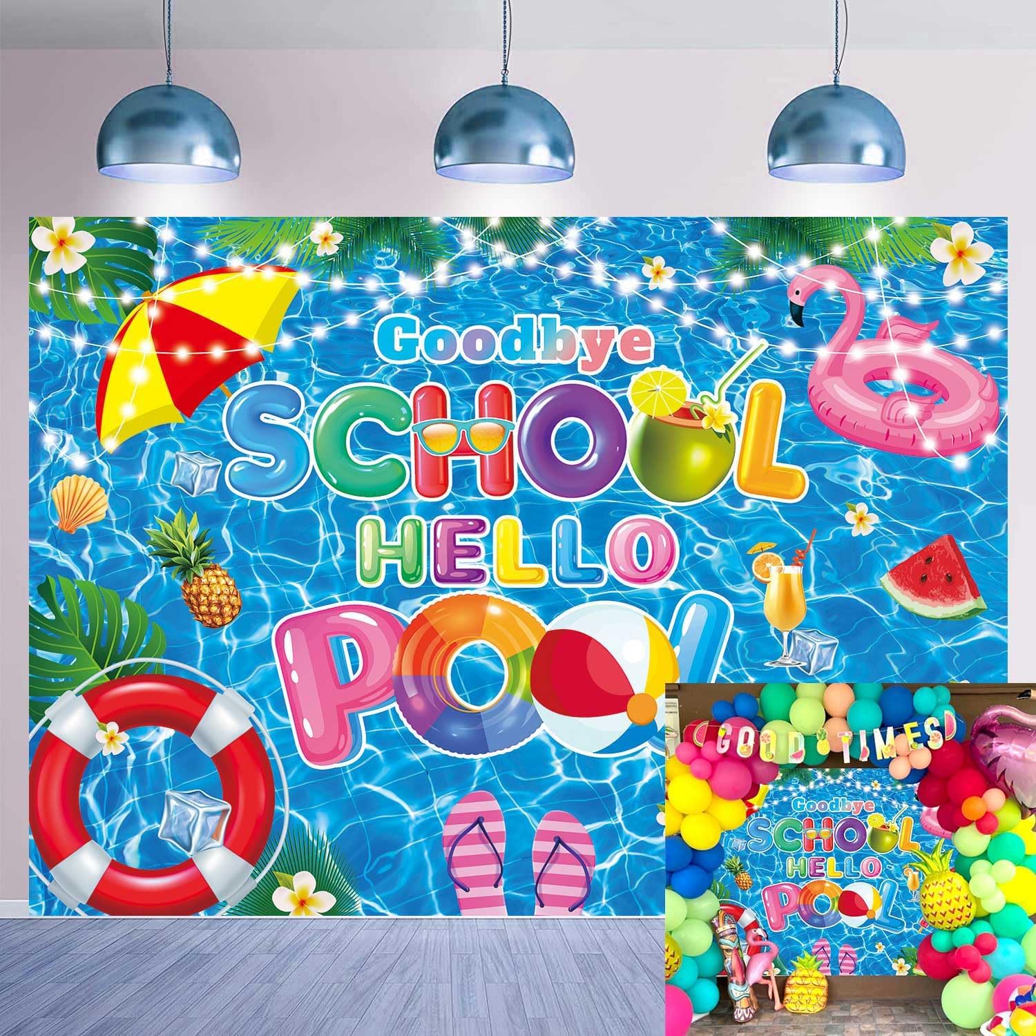 Farewell Backdrop Goodbye School Hello Pool Backdrop School's Out for ...
