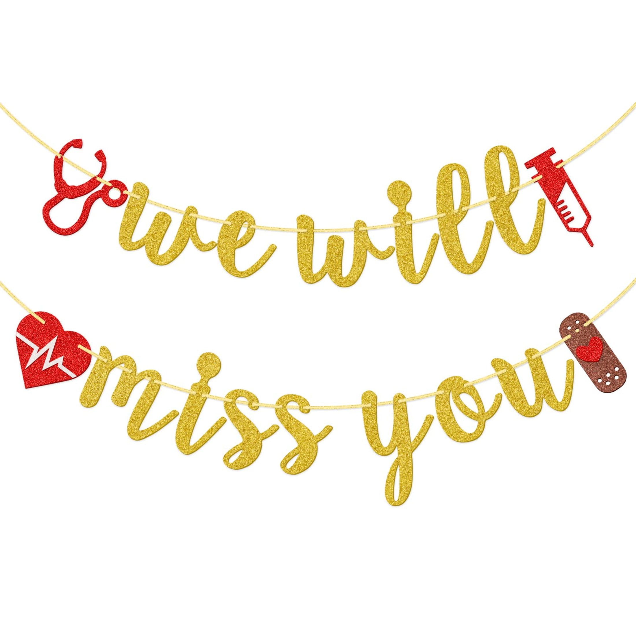 Farewell Celebration Banner for Medical Professionals, Glitter Goodbye ...