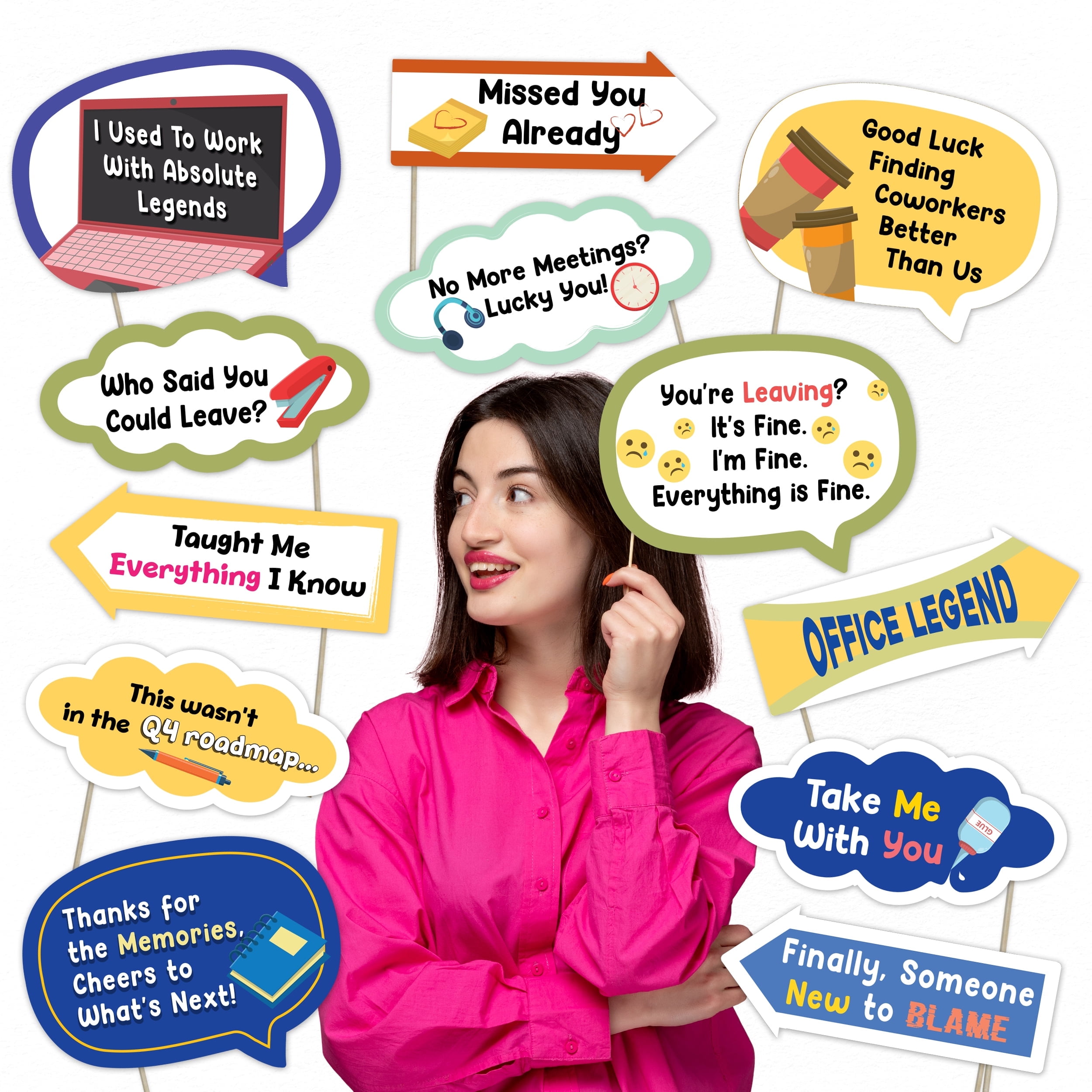 Farewell Coworker Photo Booth Props Set – Fun Going Away Decorations ...