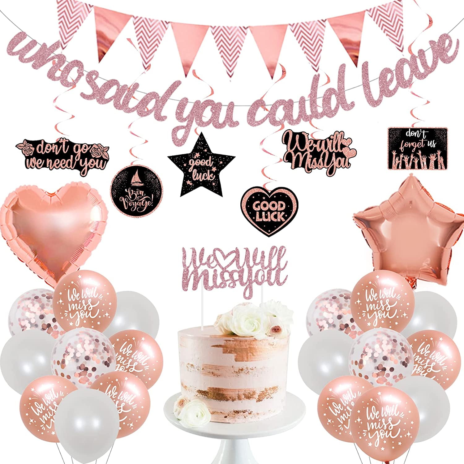 Farewell Party Decorations Rose Gold, Who Said You Could Leave Party Glitter Banner, Retirement ...