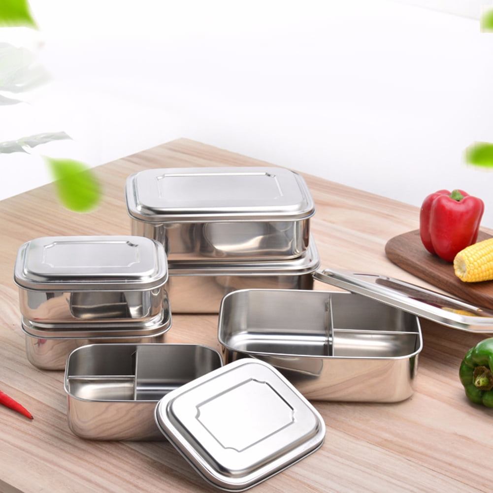 Farfi 1/2/3 Grid Stainless Steel Portable Food Container Student Bento ...