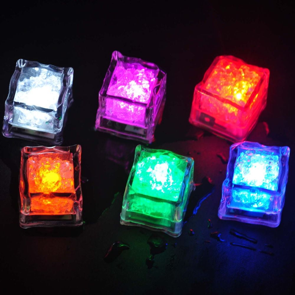 Farfi 1 Pc LED Light Ice Cubes Luminous Night Lamp Party Bar Wedding ...