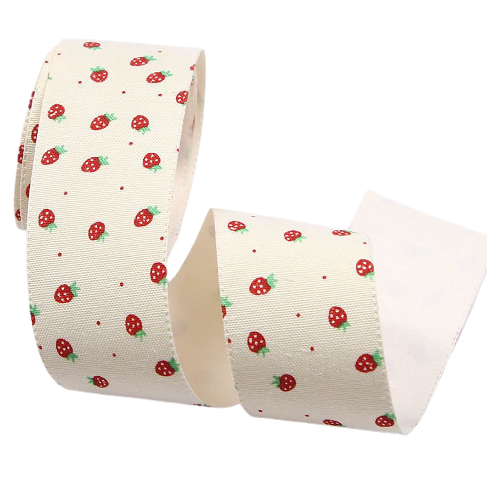 Farfi 1 Roll Beautiful DIY Gift Ribbon Cotton Flax Cute Strawberry ...