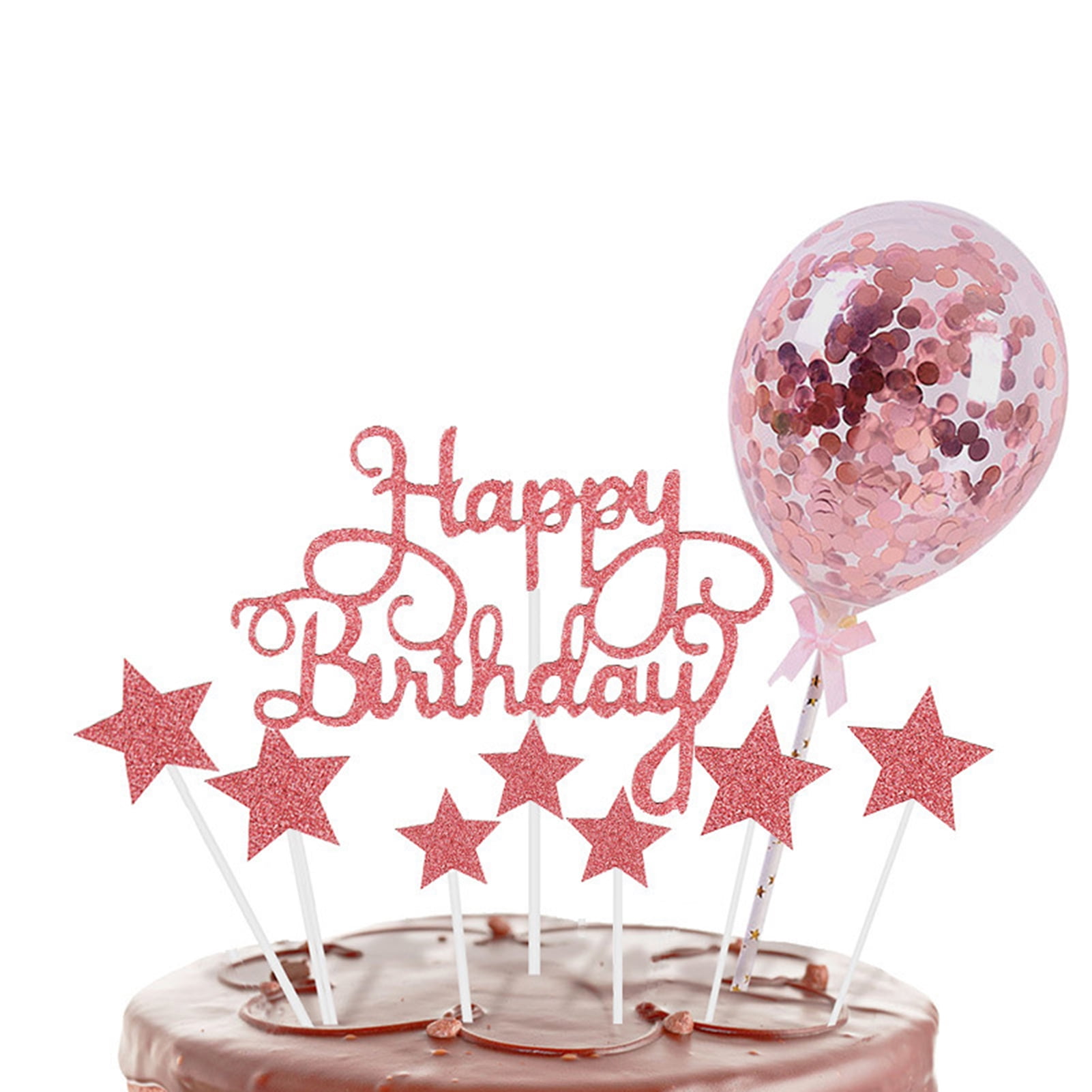 Farfi 1 Set Cake Card Easy-using Glitter Paper Pentagram Birthday ...