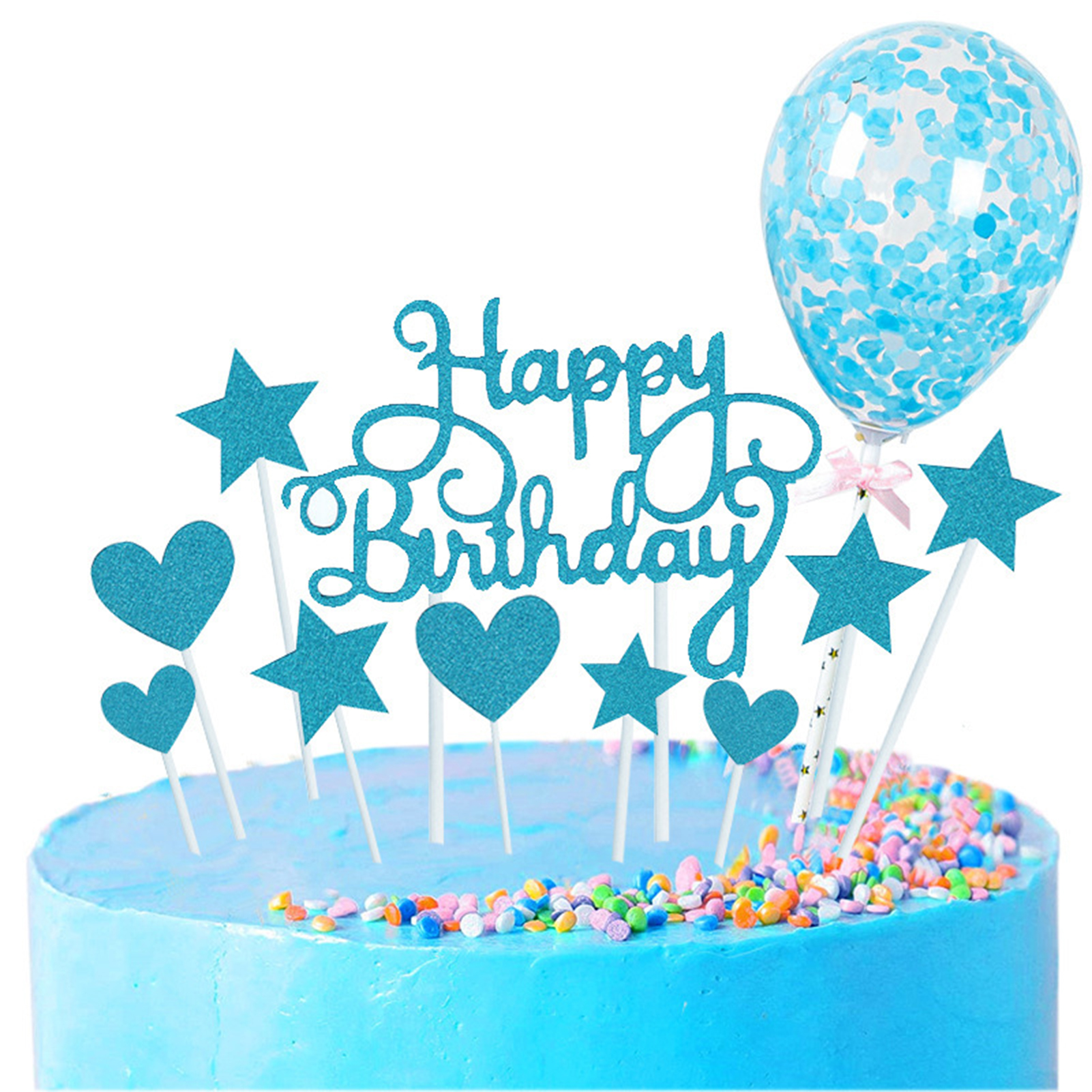 Farfi 1 Set Cake Card Easy-using Glitter Paper Pentagram Birthday ...