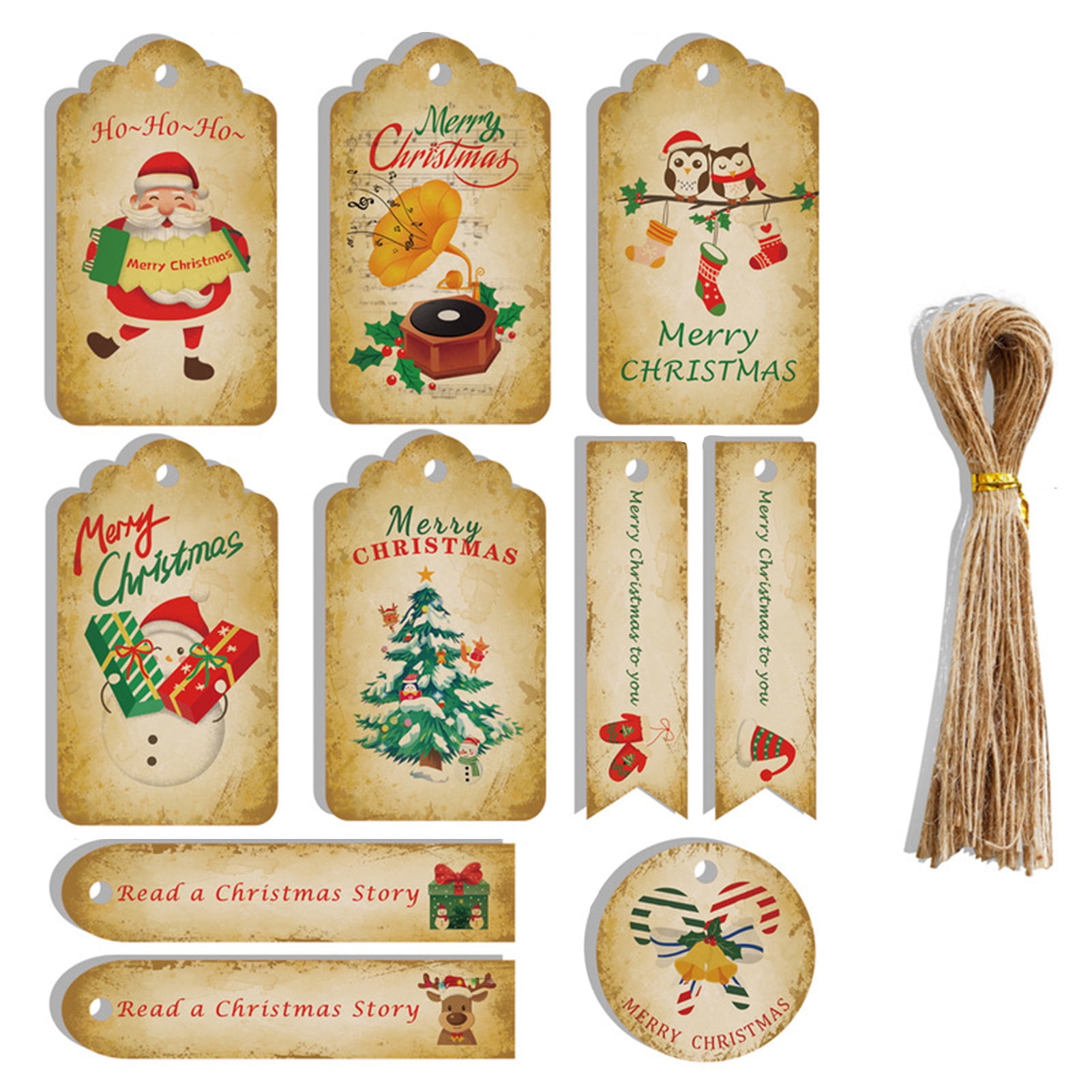 Farfi 1 Set Christmas Themed Gift Tags Foldable Paper Present Wrapping ...