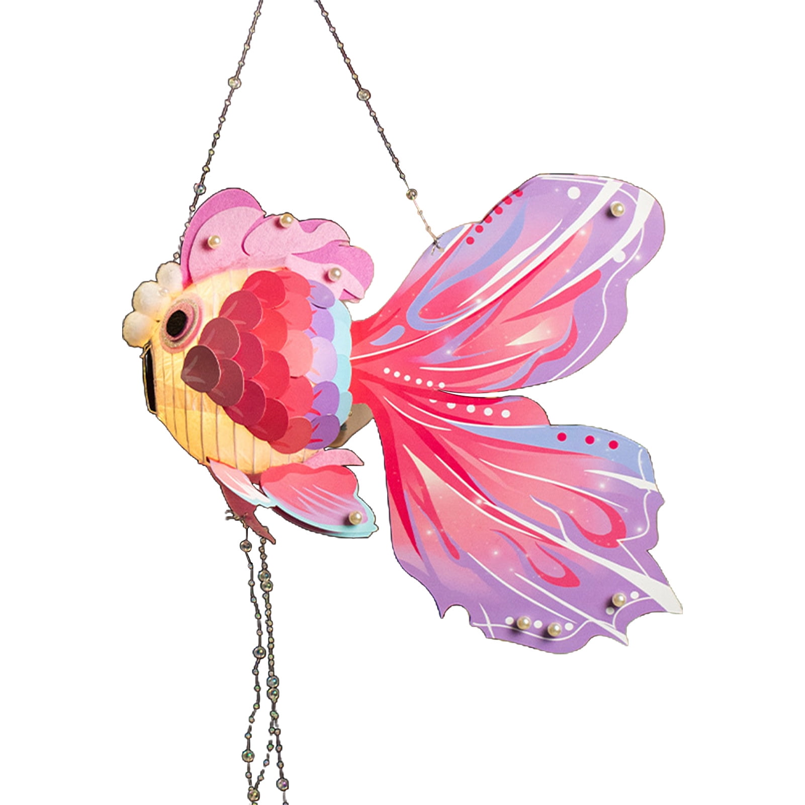 Farfi 1 Set Goldfish Paper Lantern with Pole Battery Operated DIY ...