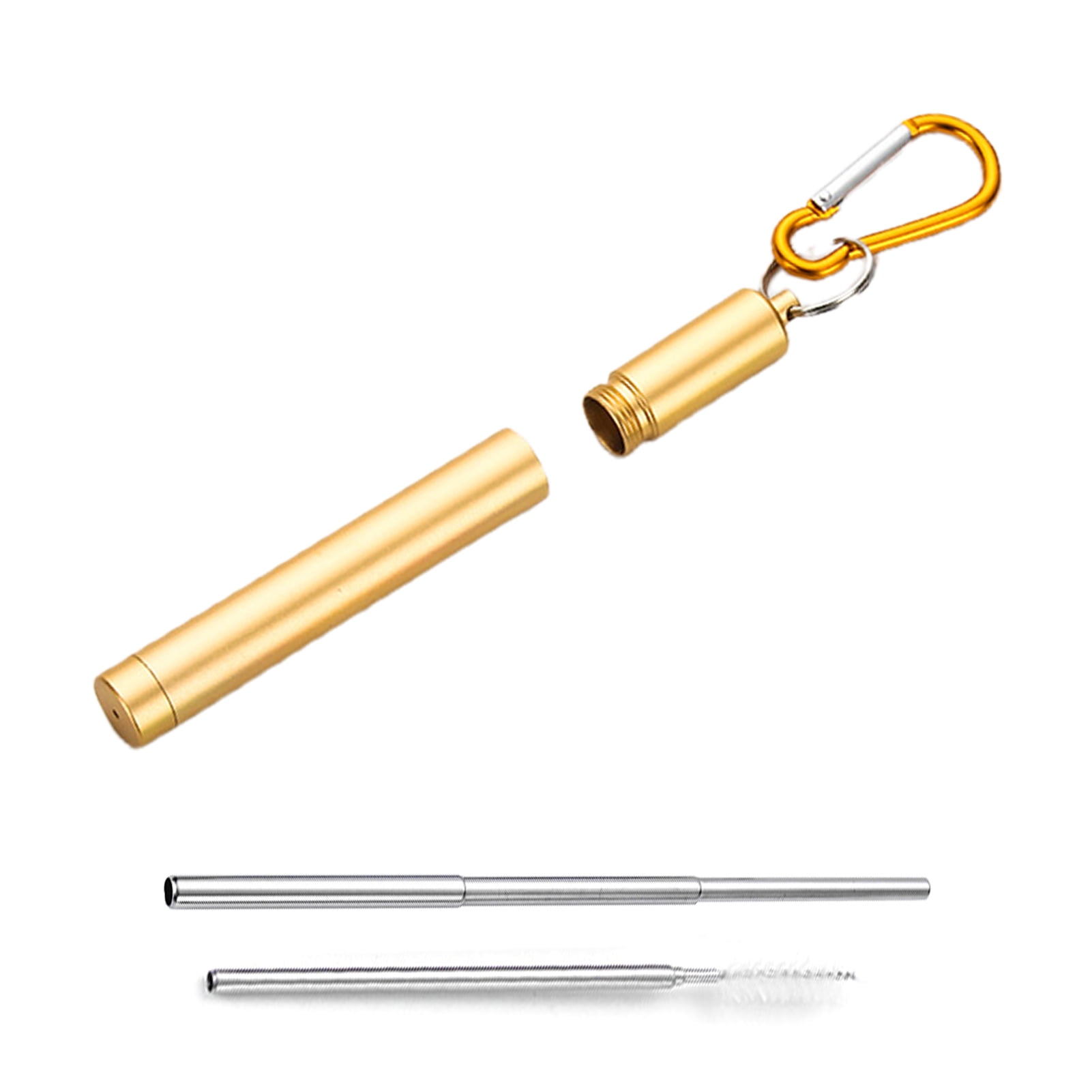 Farfi 1 Set Three-section Foldable Telescopic Straw Stainless Steel ...