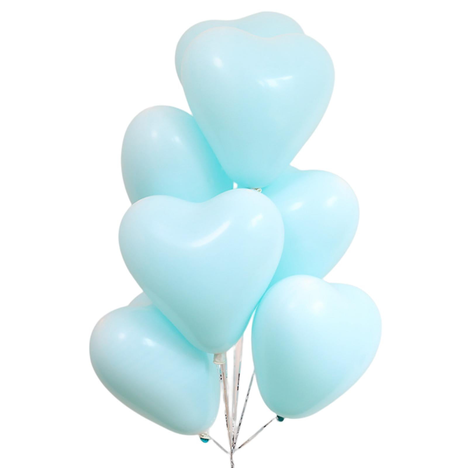 Farfi 100 Pcs Birthday Party Balloons Solid Color Heart Shape Flexible ...