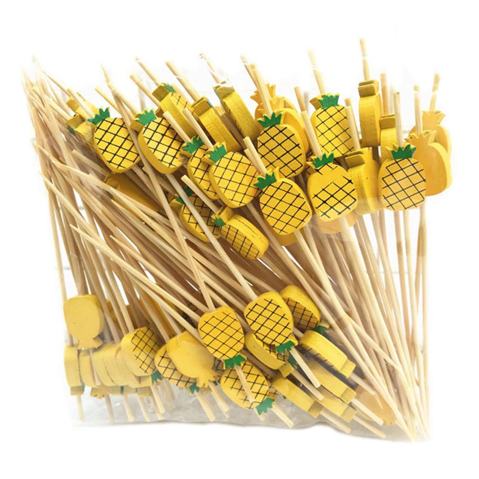 Farfi 100 Pcs Food Picks Disposable Bamboo No Harm Cactus Shape Salad ...