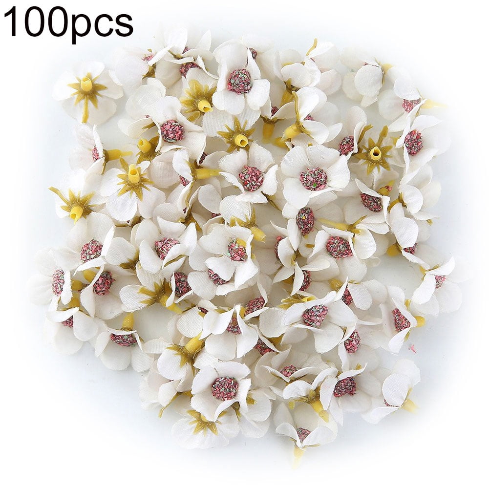 Farfi 100Pcs 2cm Mini Artificial Flower Head DIY Wedding Holiday ...