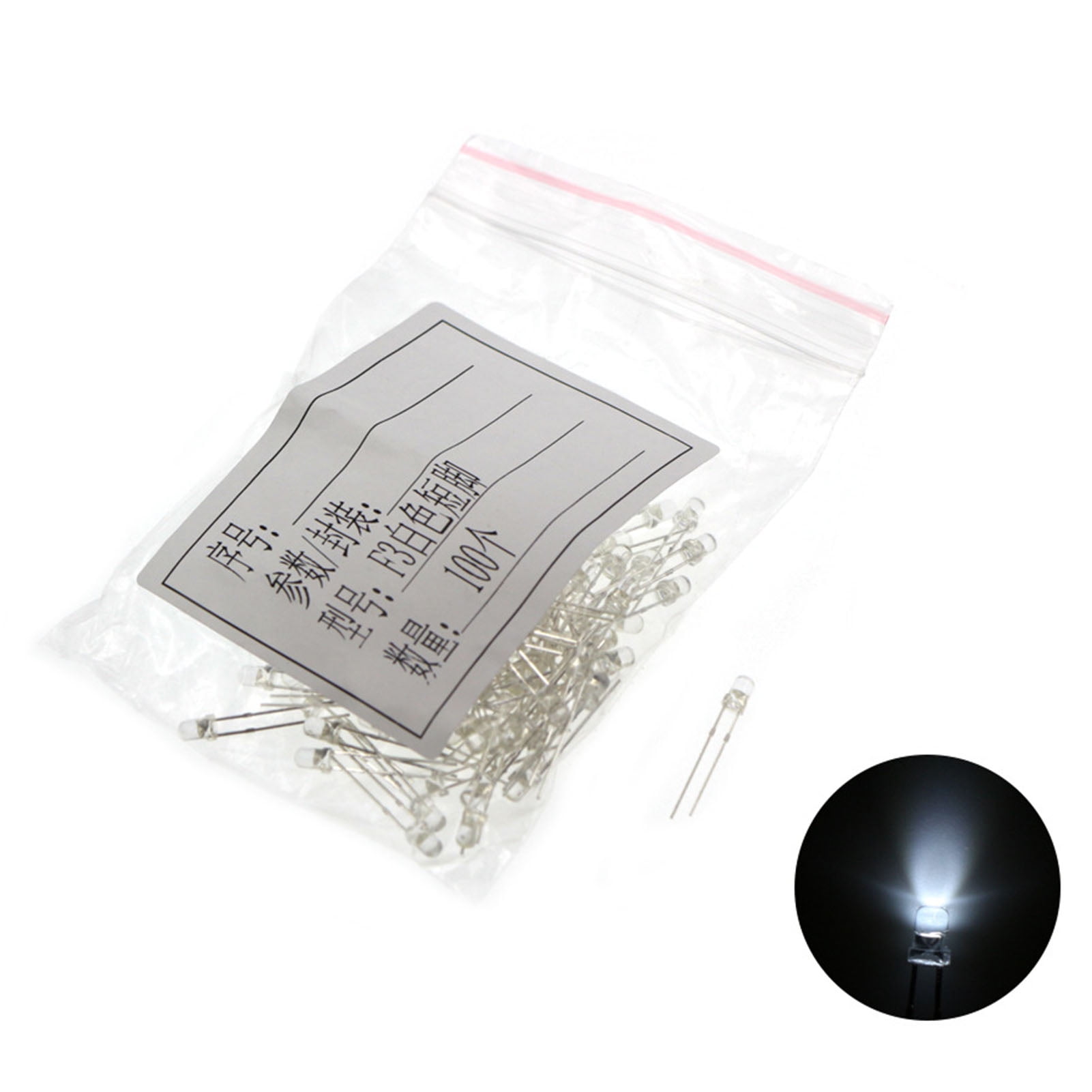 Farfi 100Pcs 3MM Light Emitting Diode Bright Light Good Stability LED ...
