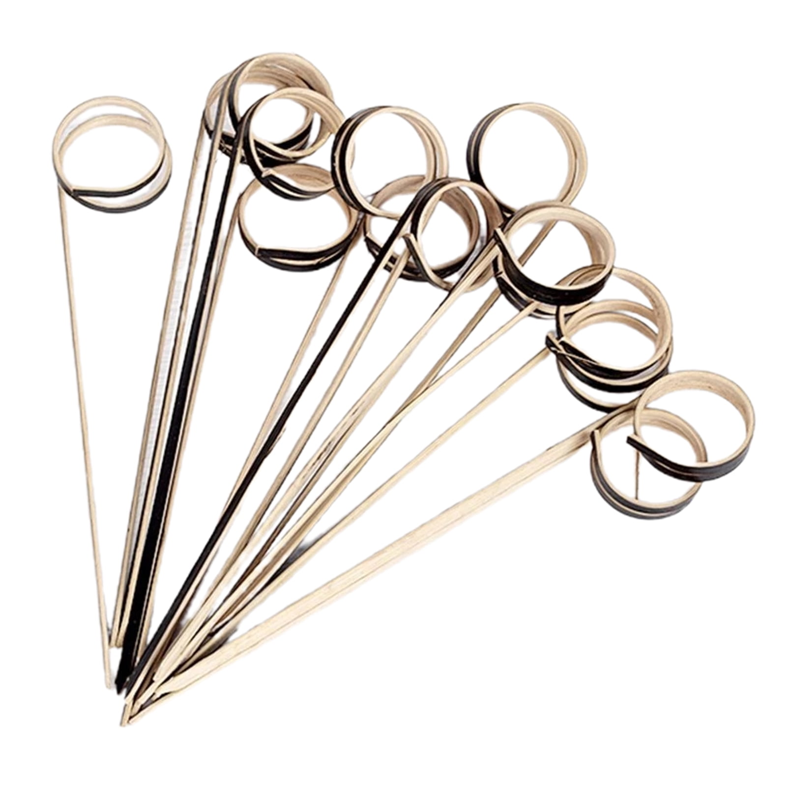 Farfi 100Pcs Bamboo Sticks Wooden Disposable Round Loop Tie Knotted ...