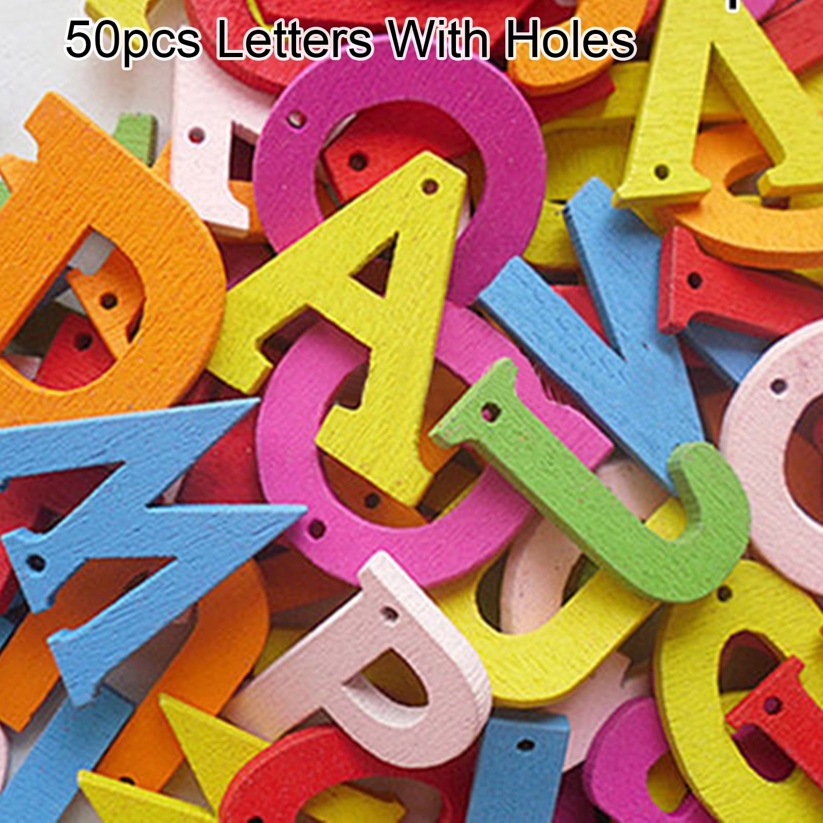 Farfi 100Pcs Colorful Letters Numbers Wooden Flatback Embellishments ...