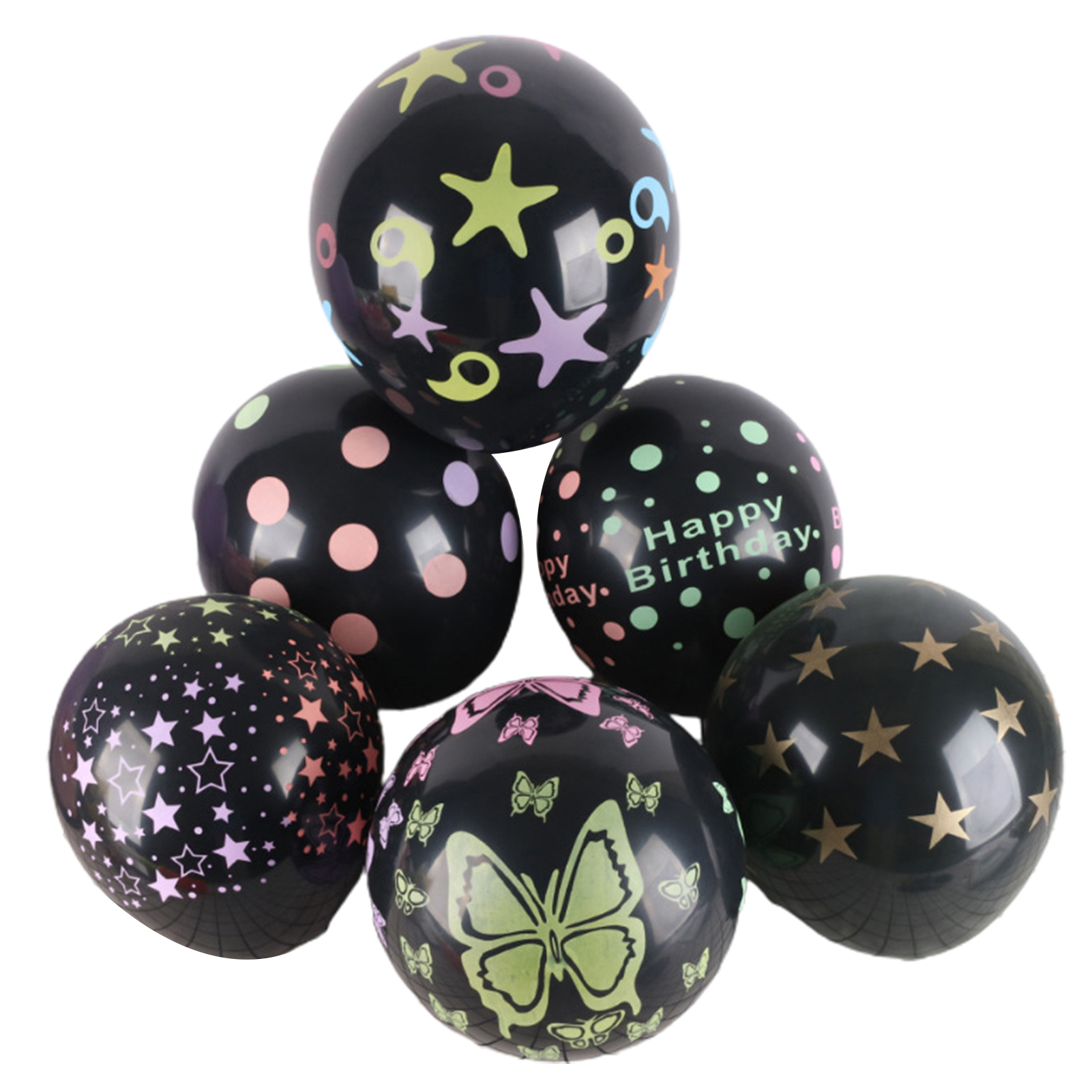 Farfi 10Pcs Party Balloons 12 Inch Long-lasting Emulsion Fancy Birthday ...