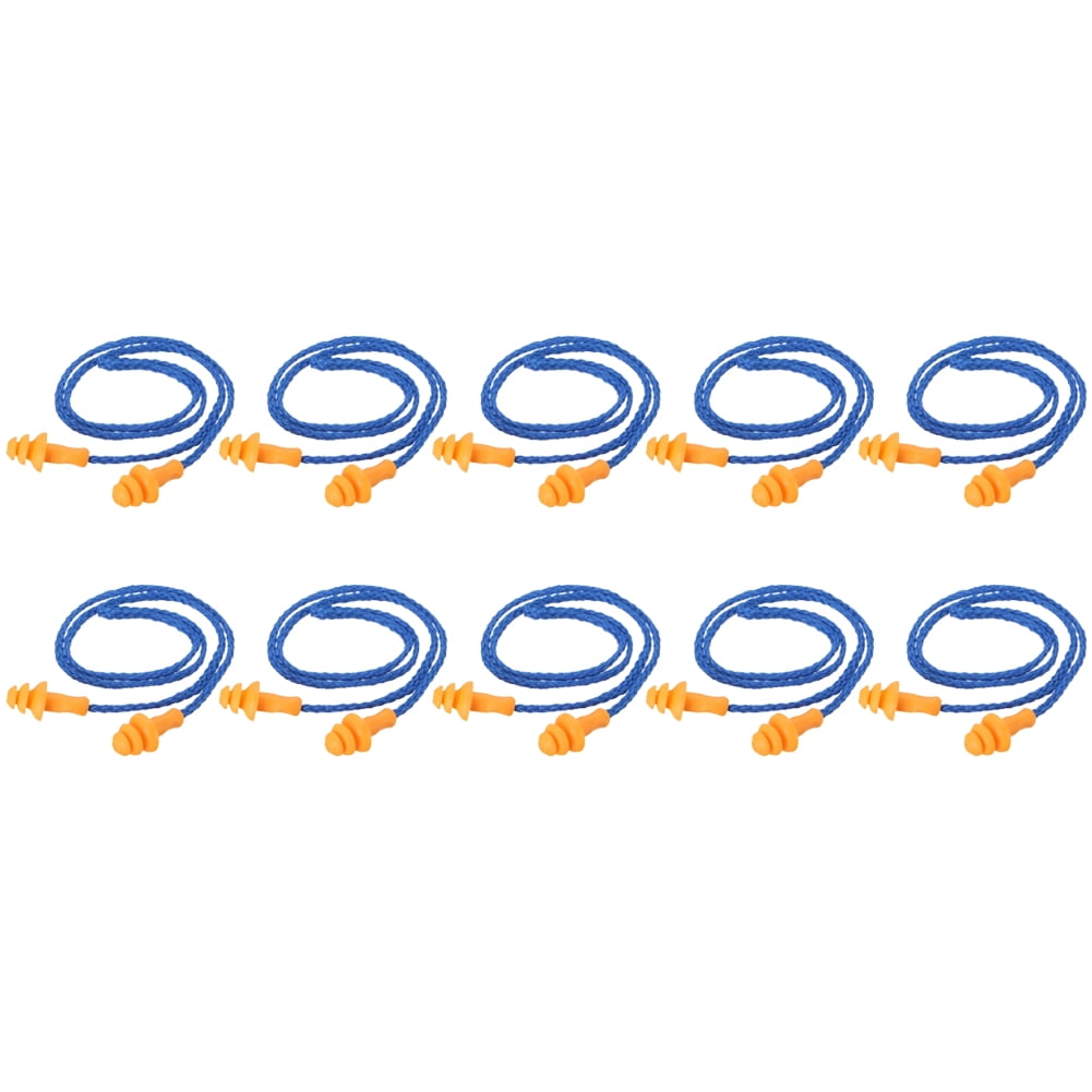 Farfi 10Pcs Soft Silicone Corded Ear Plugs Noise Reduction Hearing ...