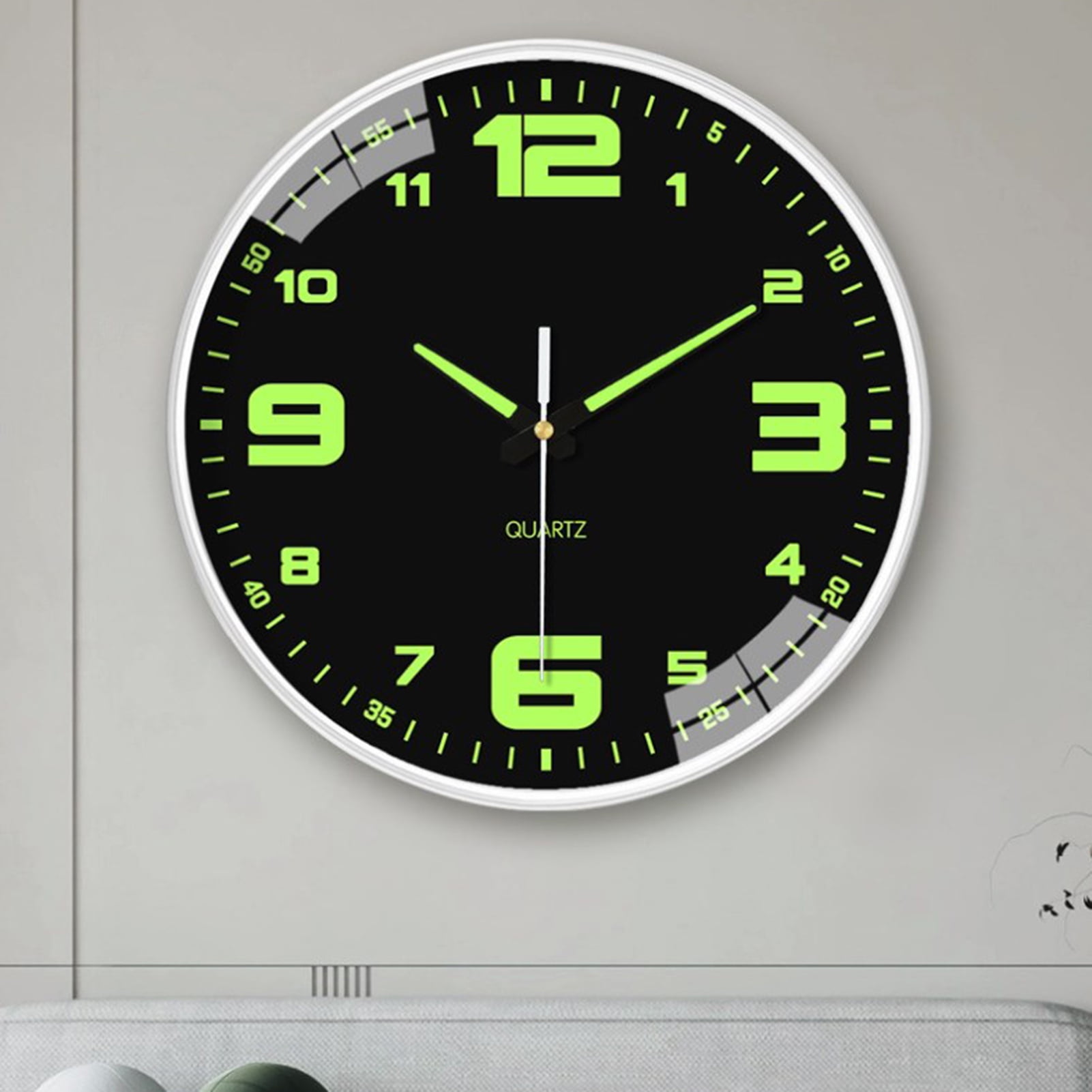 Farfi 12 Inch Wall Clock Glow in The Dark Large Dial Battery Operated ...