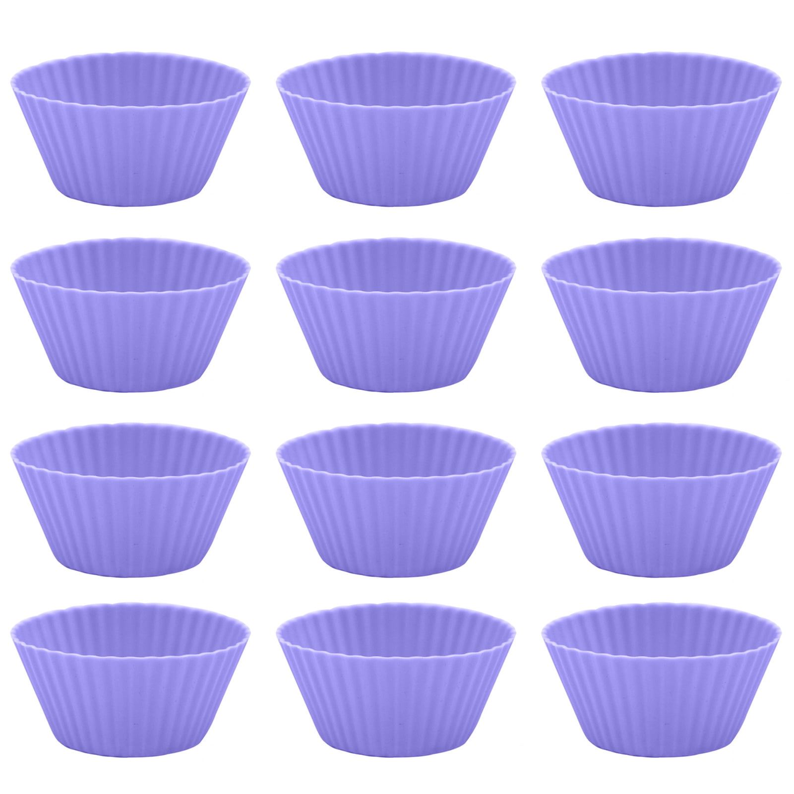 Farfi 12Pcs Round Stackable Muffin Cups Non-stick High Temperature ...