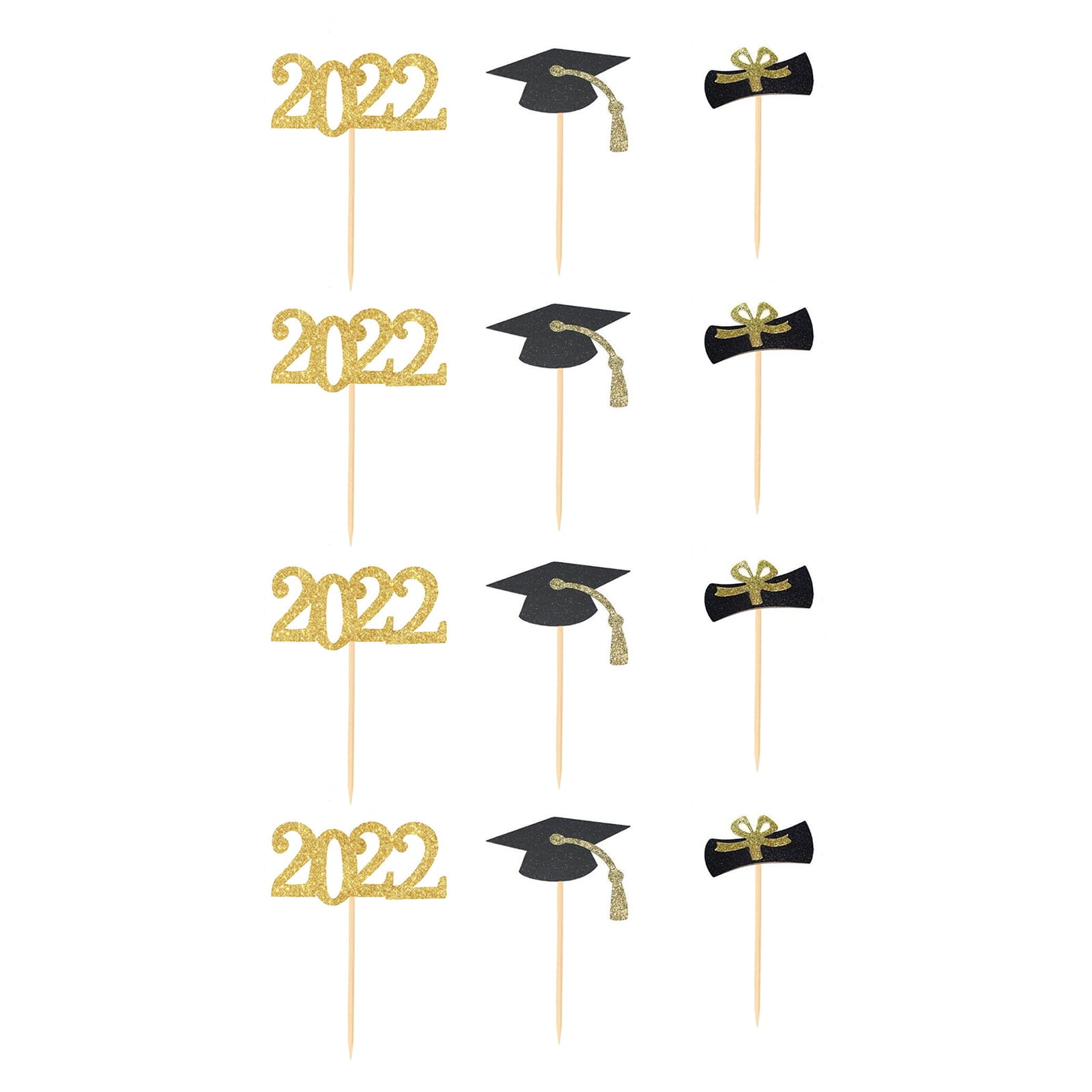 Farfi 12Pcs/Set 2022 Creative Trencher Cap Shape Cake Topper Good ...