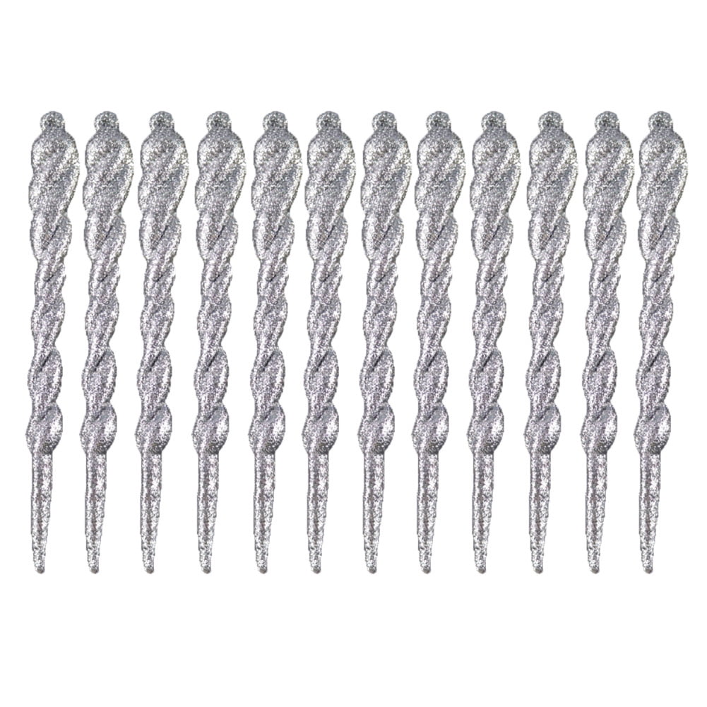 Farfi 12Pcs Simulation Fake Icicle Prop with Rope Xmas Tree Hanging ...
