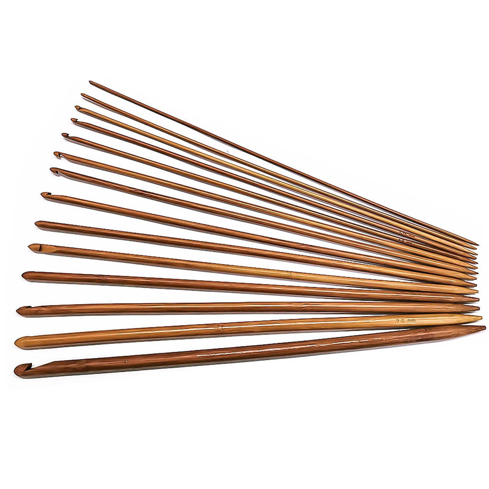Farfi 14Pcs Crochet Needle Smooth Long Wooden Crochet Hooks Set ...