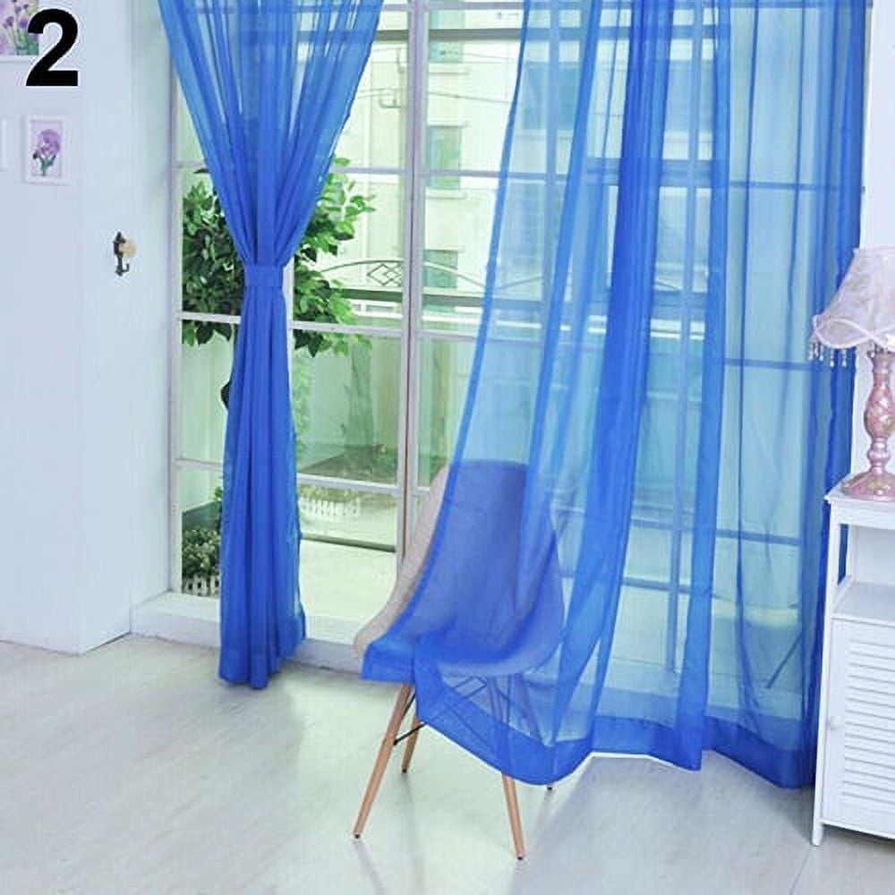 Farfi 1Pc Home Voile Pure Color Window Curtain Tulle Panel Sheer Scarf ...