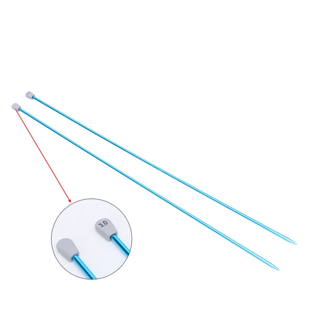 Farfi 2 Pcs Aluminum Single Point Knitting Needles Pins Straight DIY ...