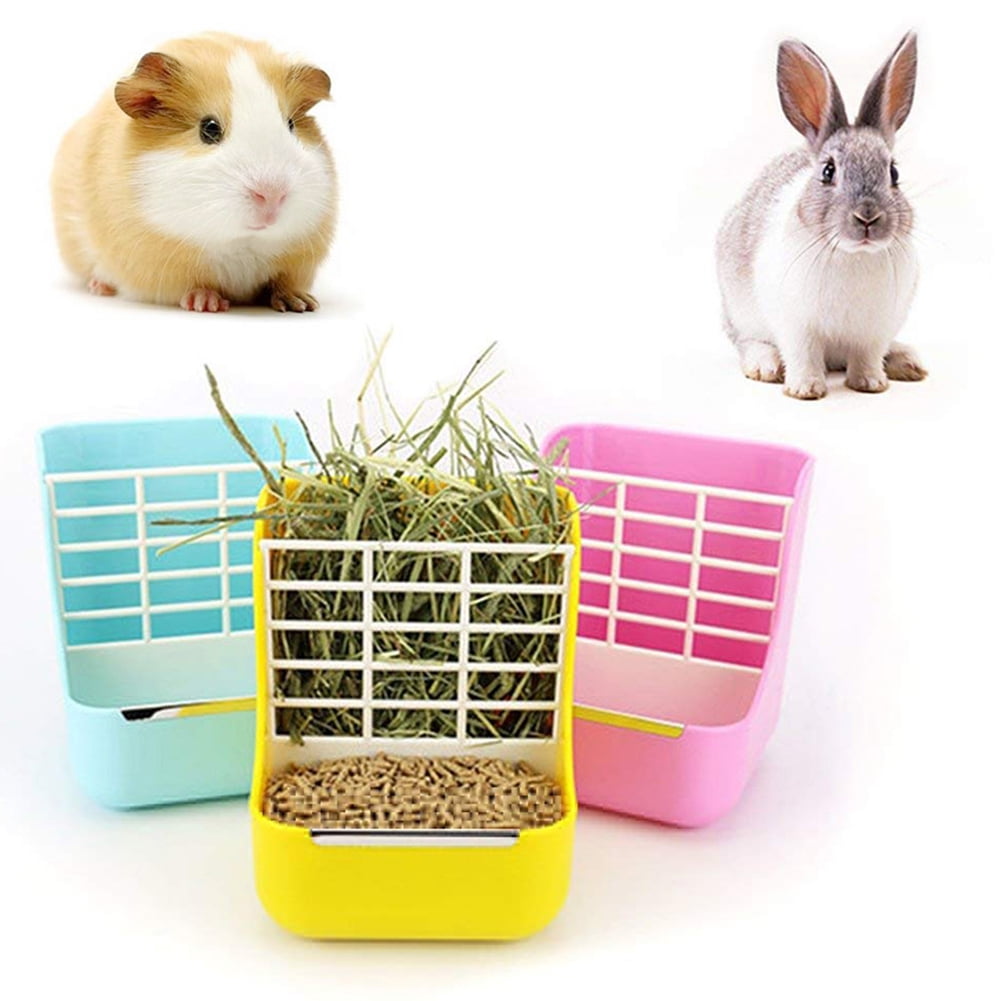 Farfi 2 in 1 Pet Rabbit Food Feeder Grass Shelf Bowl Dispenser Storage ...