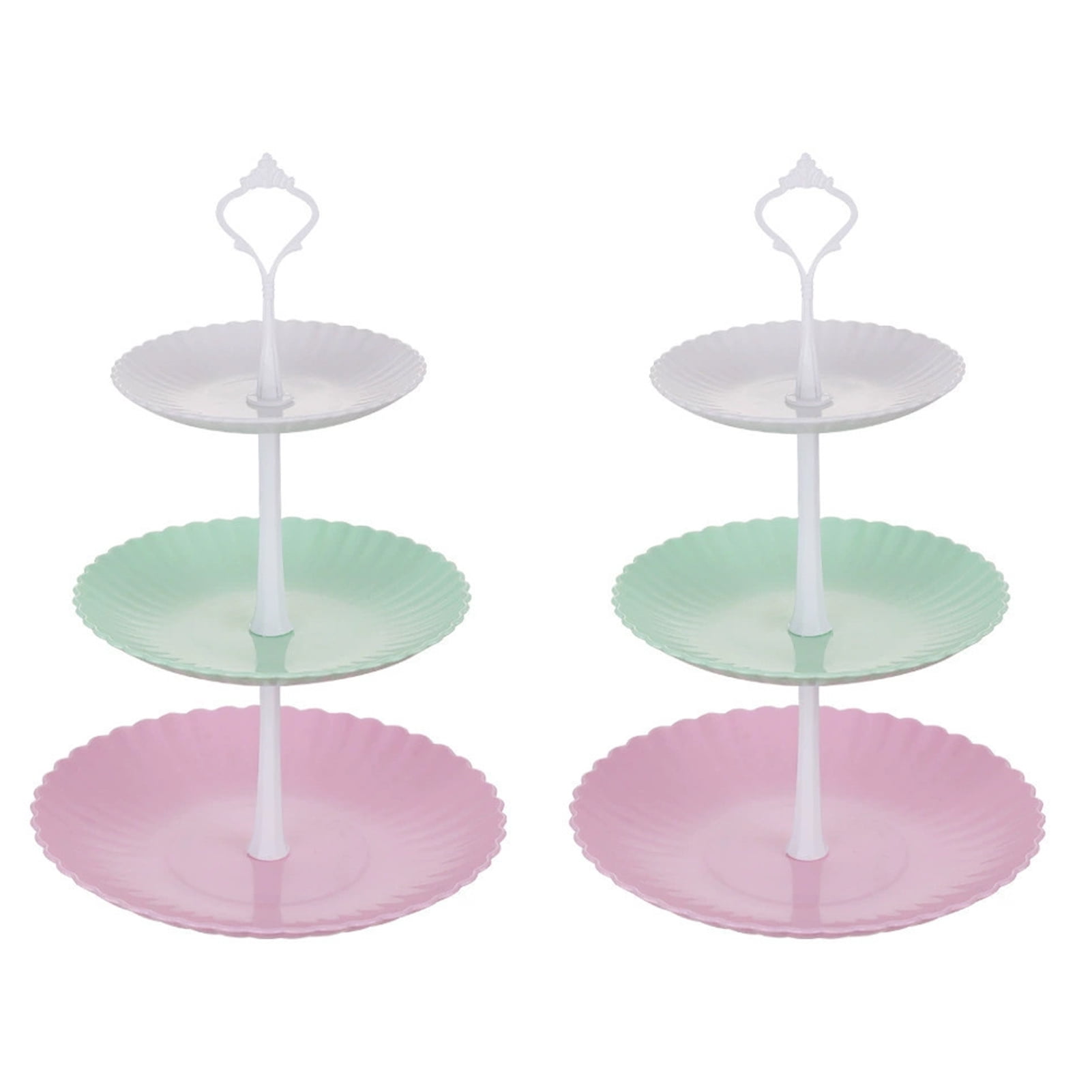 Farfi 2Pcs 3 Tier Plastic Cupcake Stand Serving Tray Party Birthday ...