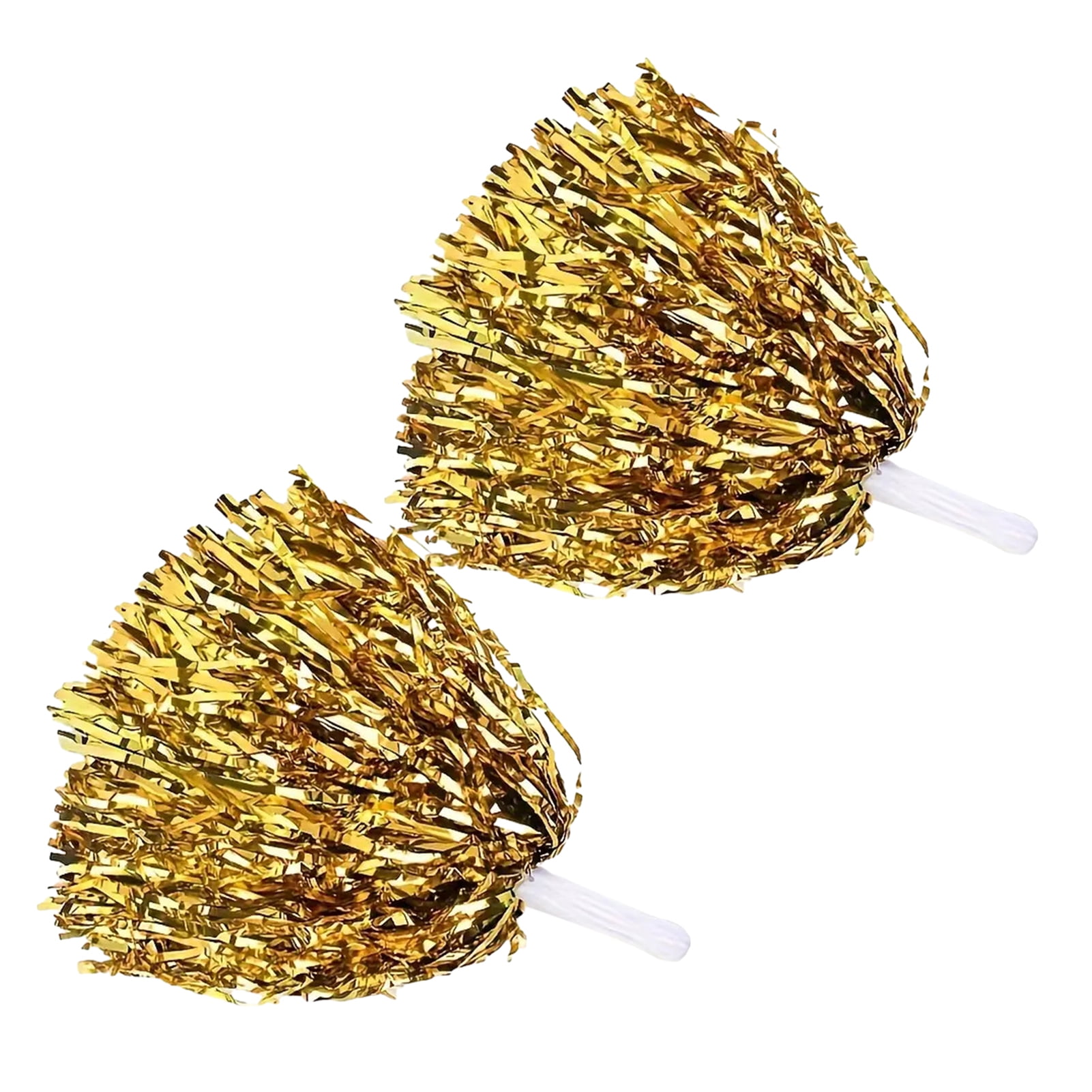 Farfi 2Pcs Cheerleading Pom Poms with Plastic Handle Colorful Metallic ...