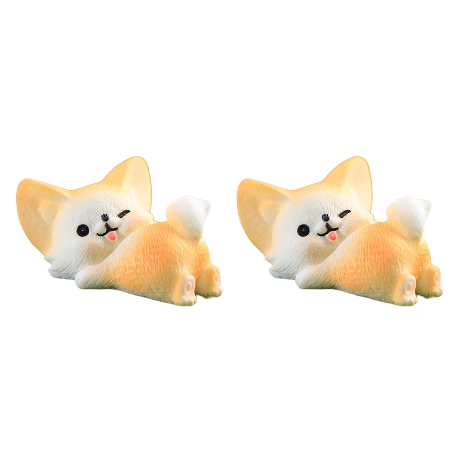 Farfi 2Pcs Fennec Fox Ornament Adorable Handicraft Decorative Resin ...