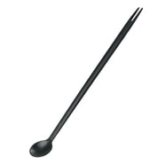 Cocktail Spoon with Fork Double Heads Stainless Steel Long Spiral ...