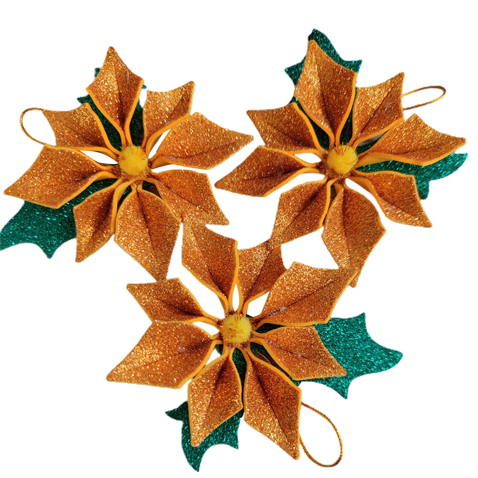 Farfi 3Pcs Artificial Christmas Flower Realistic Looking Bright Color ...