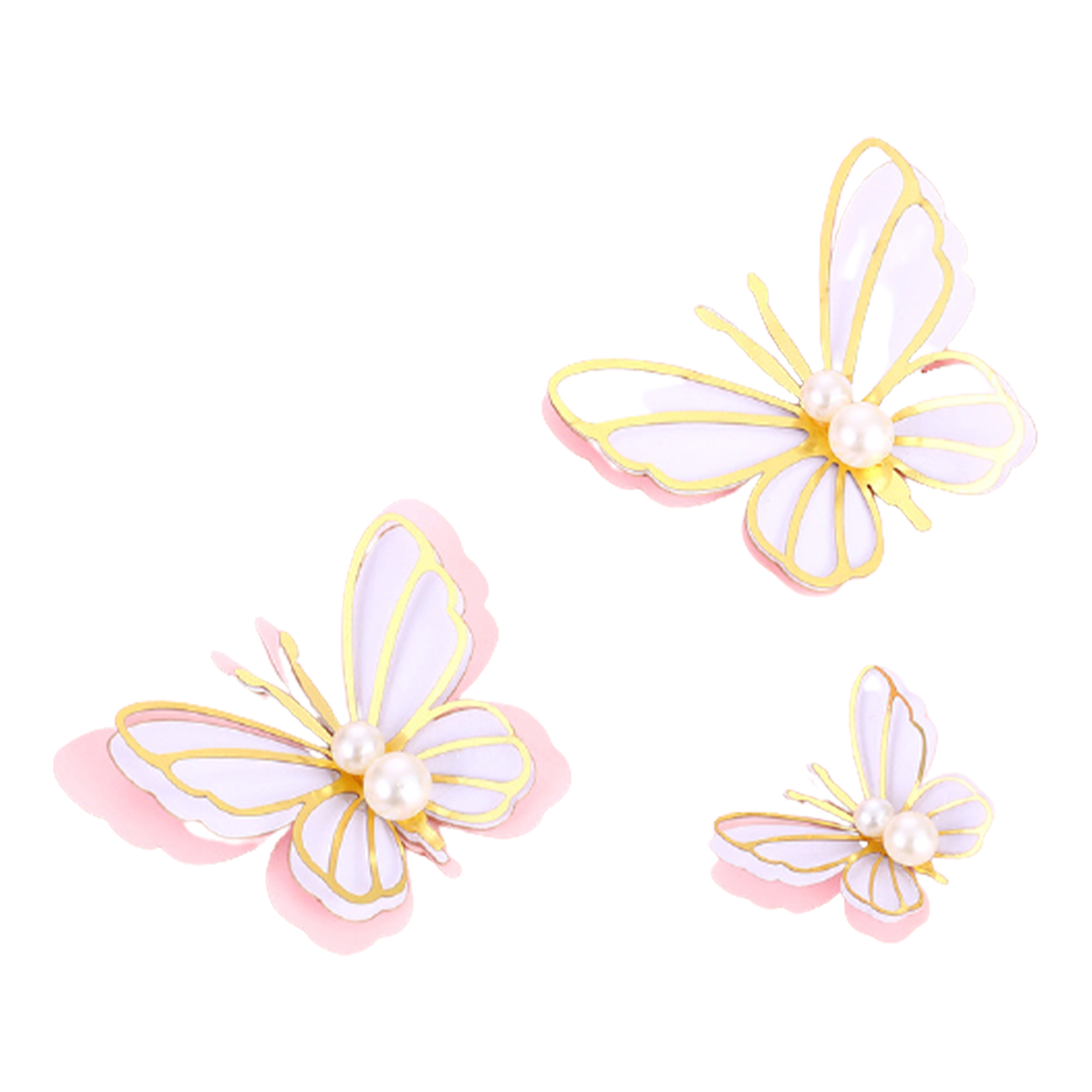 Farfi 3Pcs/Set Cake Toppers Cute Small Lightweight Faux Pearl Butterfly ...