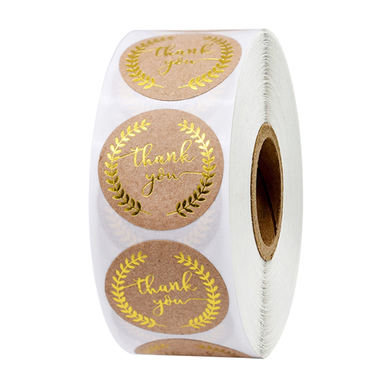 Farfi 500Pcs/Roll Sealing Labels Round Self-adhesive Kraft Paper Golden ...