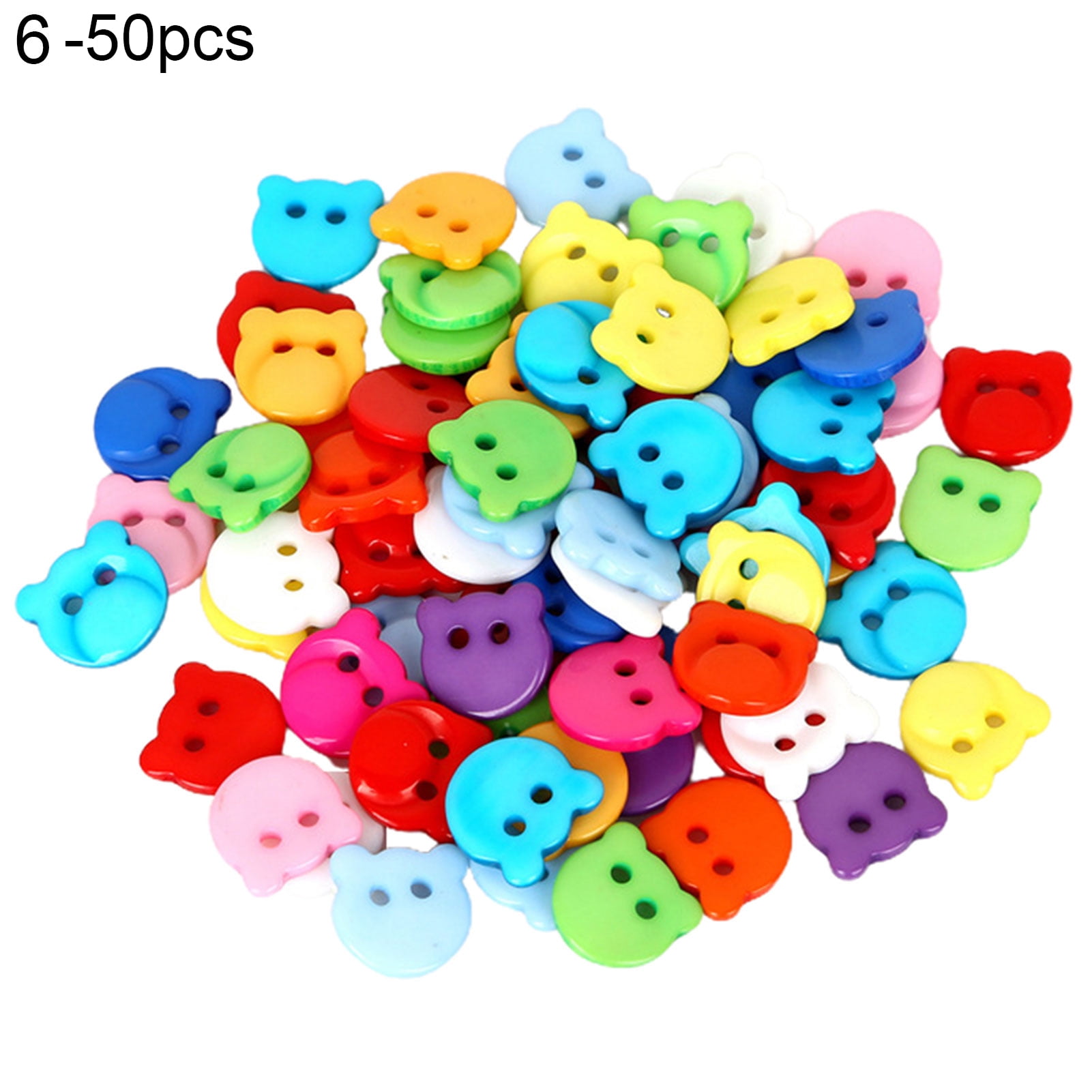 Farfi 50Pcs/Bag Buttons Cute DIY Plastic Exquisite Cartoon Shape Sewing ...