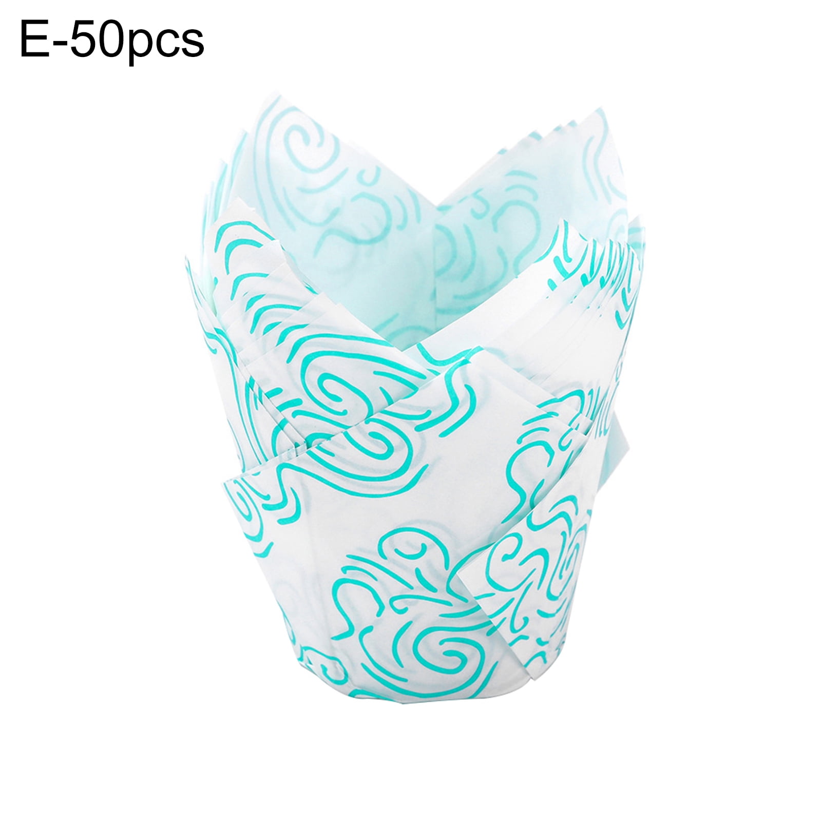 Farfi 50Pcs Muffin Cup Tulip Flower Shape DIY Oil-proof Paper Heat ...