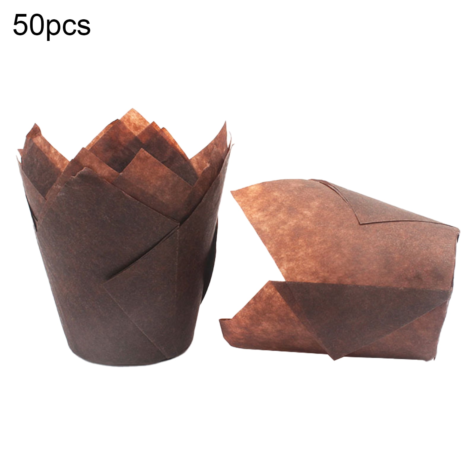 Farfi 50Pcs Tulip Flower Shape Muffin Cup Disposable Paper Holiday ...