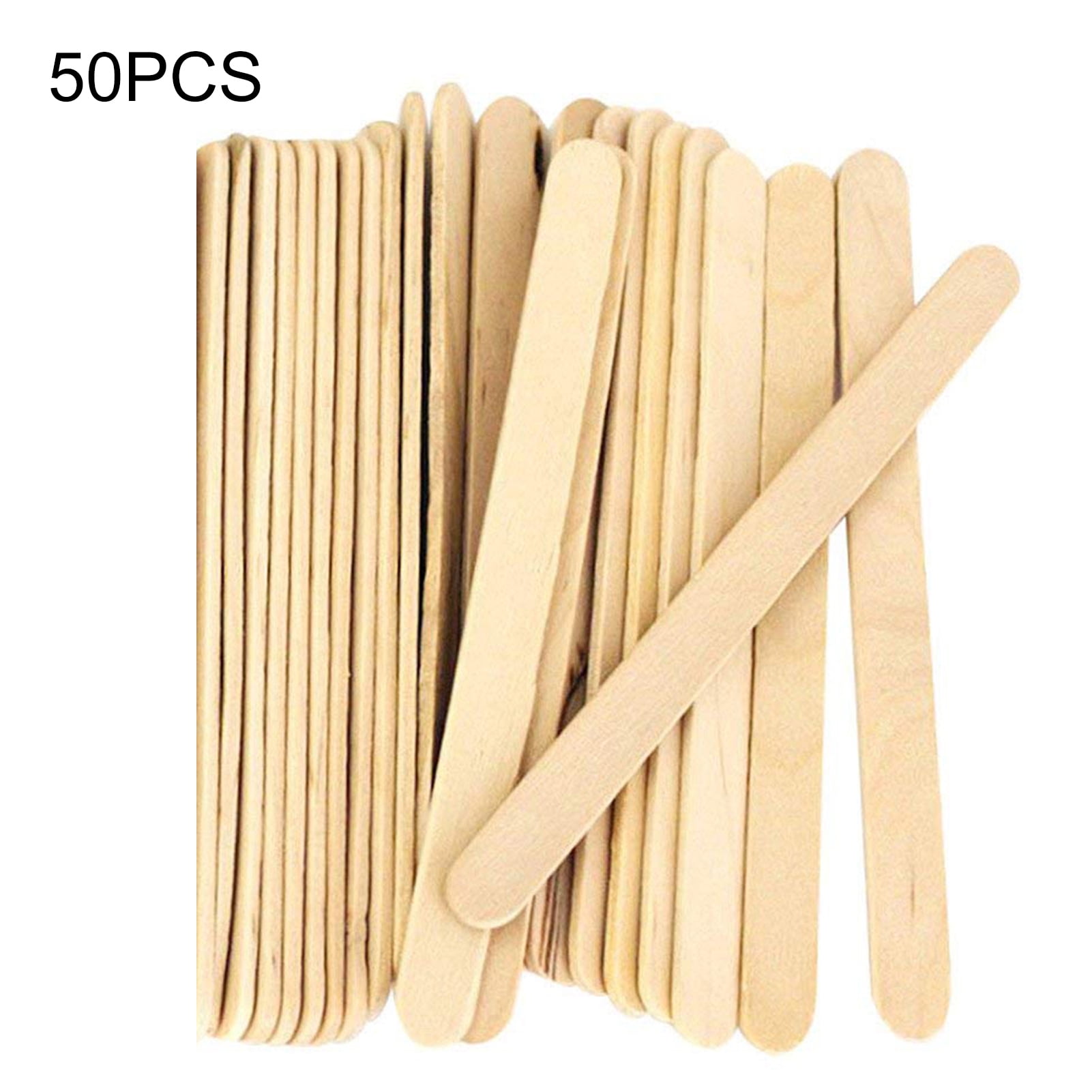 Farfi 50Pcs Wooden Ice Cream Sticks DIY Hand Crafts Lolly Cake Small ...