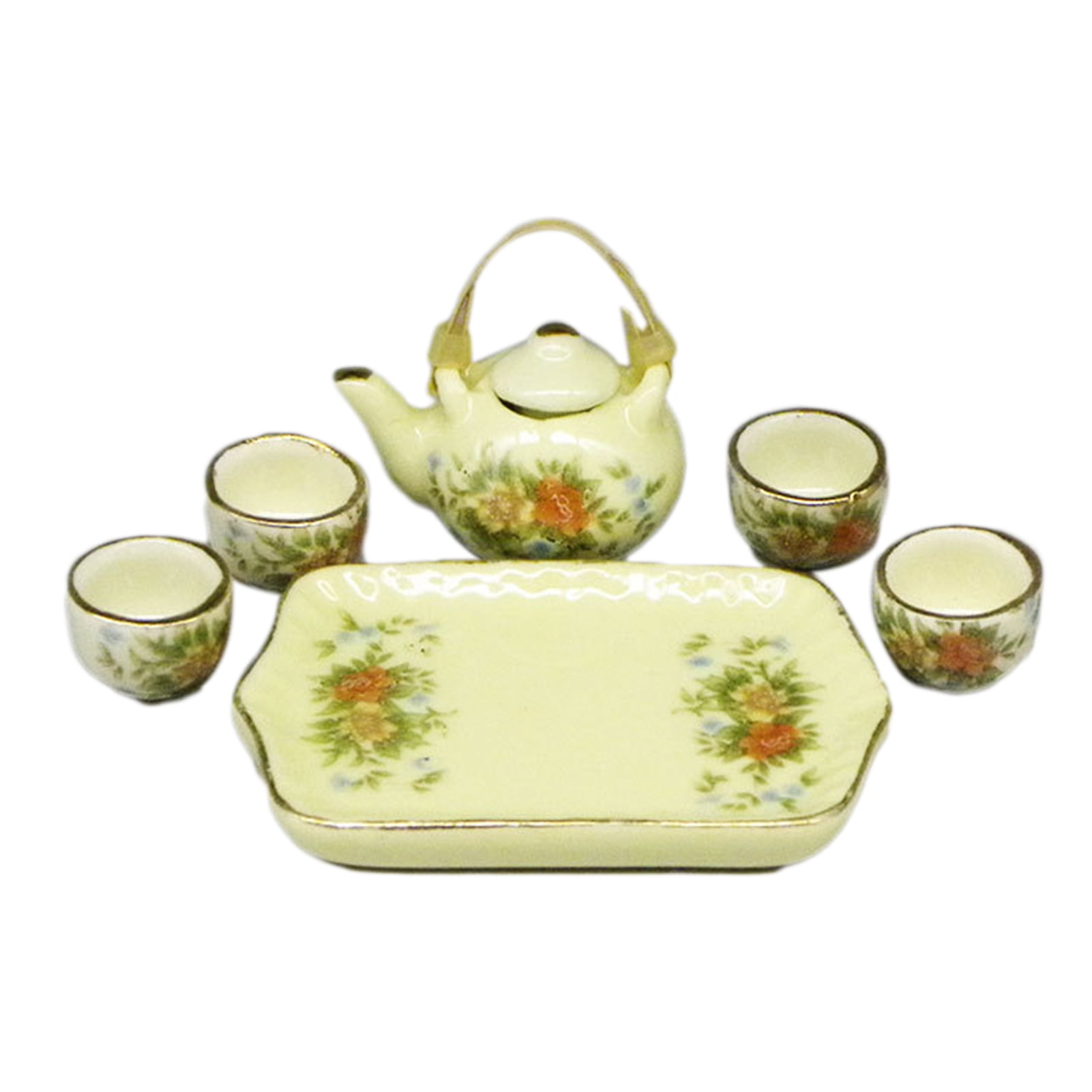 Farfi 6 Pcs/Set Dollhouse Tea Set Multifunctional Reusable Scale 1:12 ...
